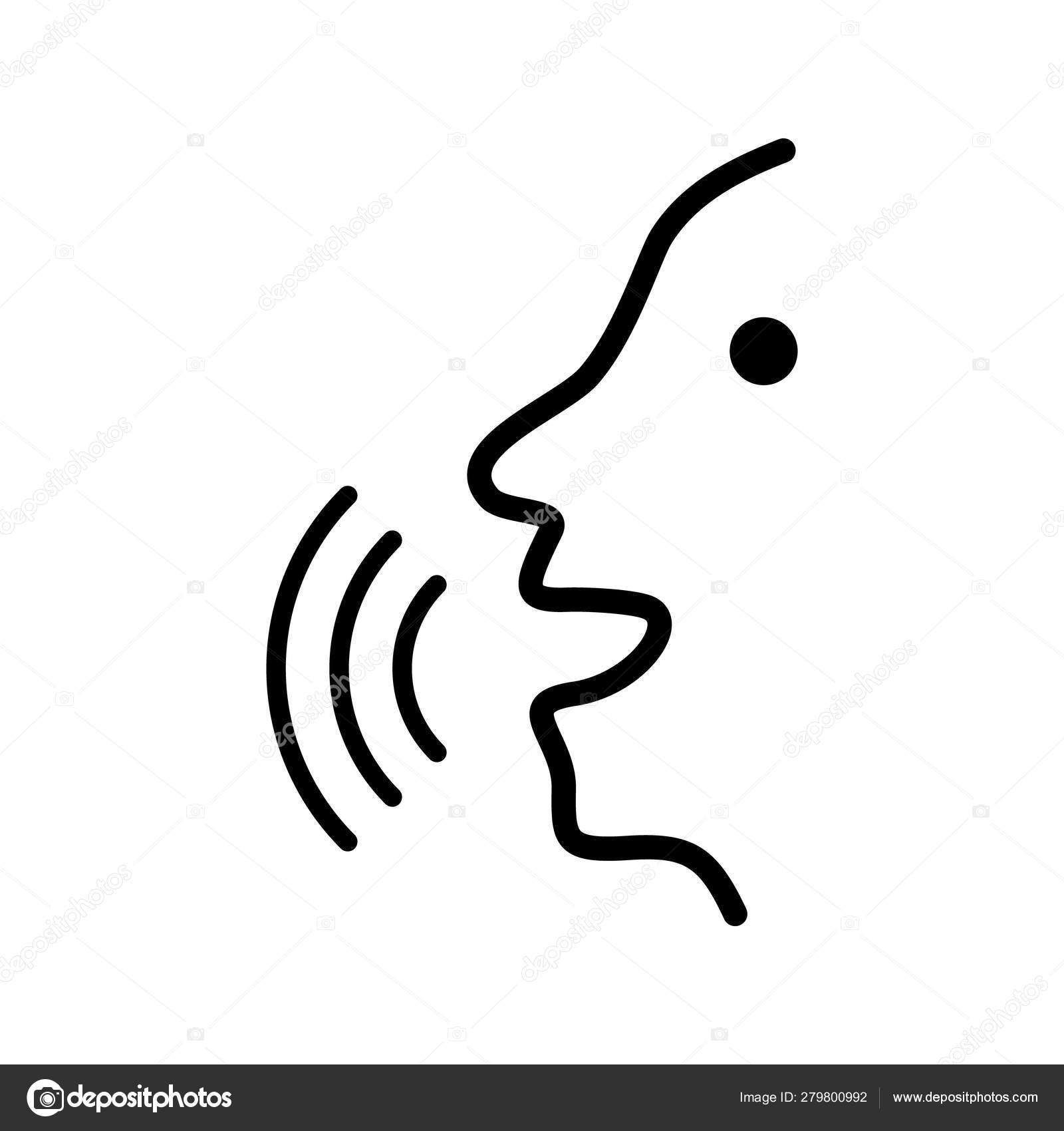 Voice Command Sound Waves Black Head Silhouette Speaking Voice Icon ...