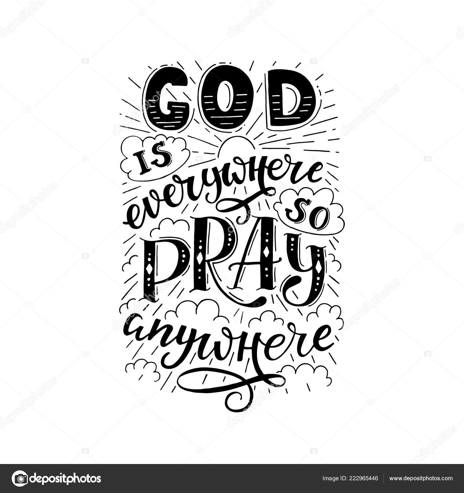 Vector Religions Lettering God Everywhere Pray Anywhere Modern ...
