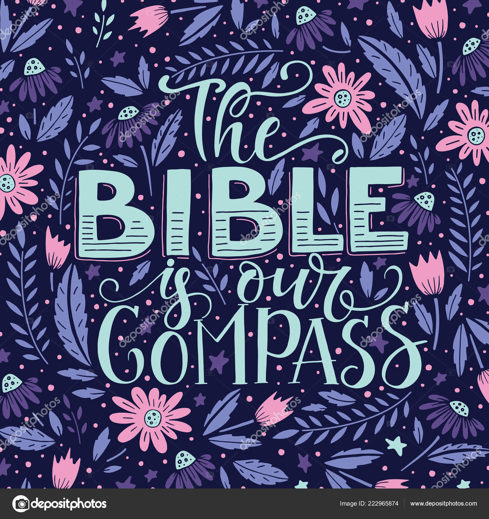 Vector Religions Lettering Bible Our Compass Modern Lettering Shirt ...