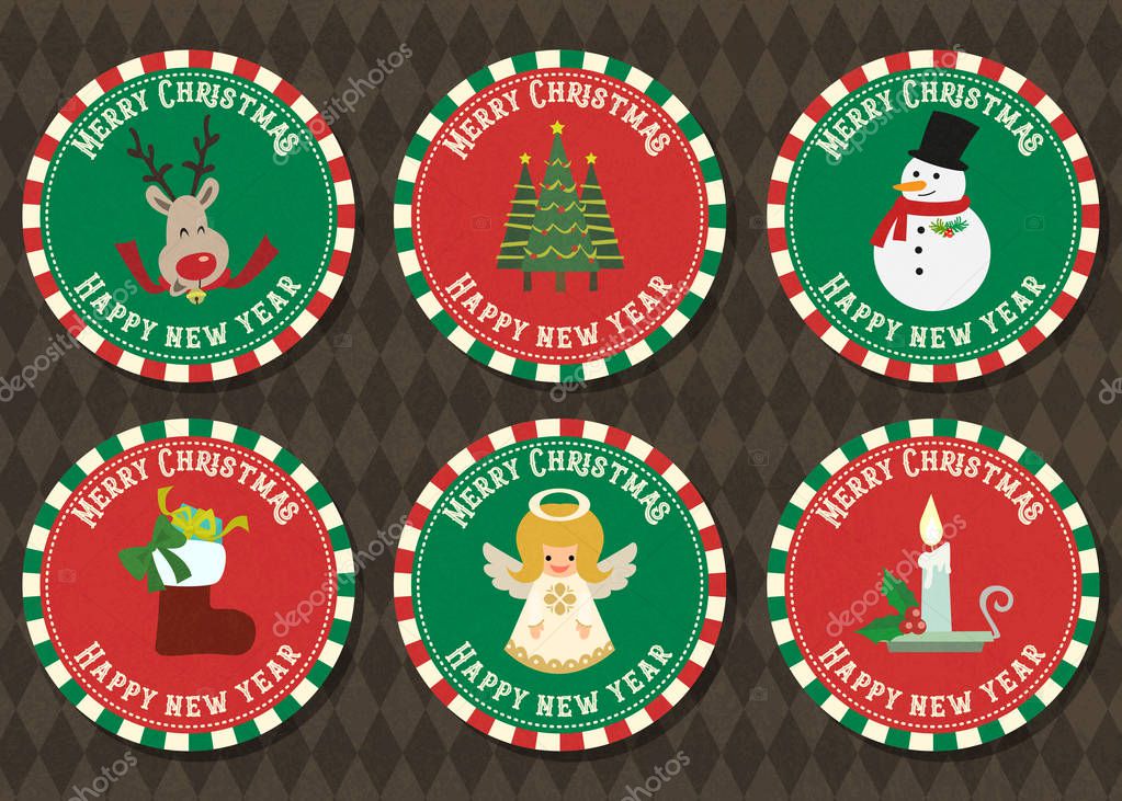 Feliz Navidad y feliz a o nuevo colecci n de insignias vector. Logotipo del vector de Feliz ...