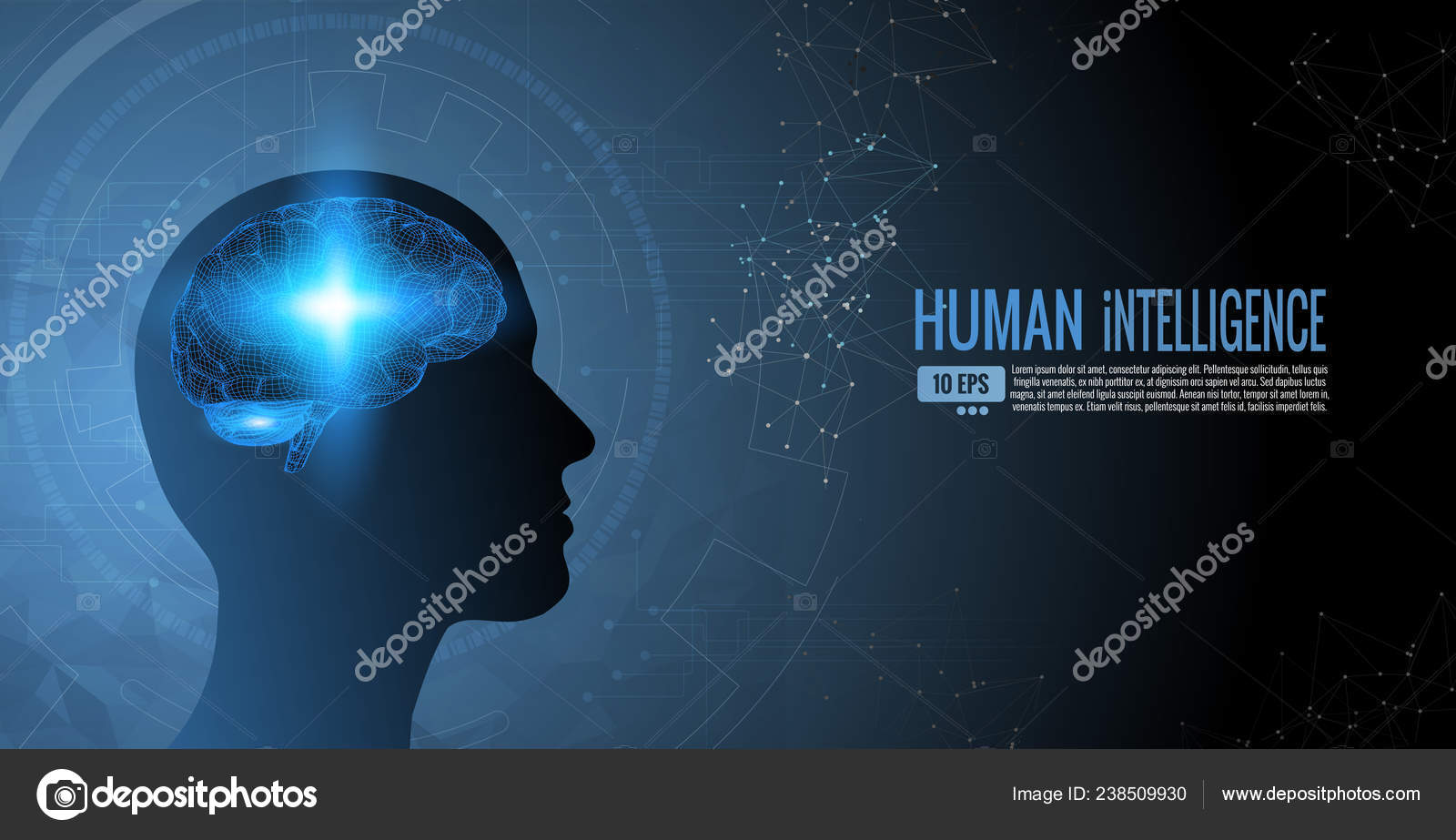 Human Intelligence Wisdom Conceptual Illustration Dark Blue Background ...