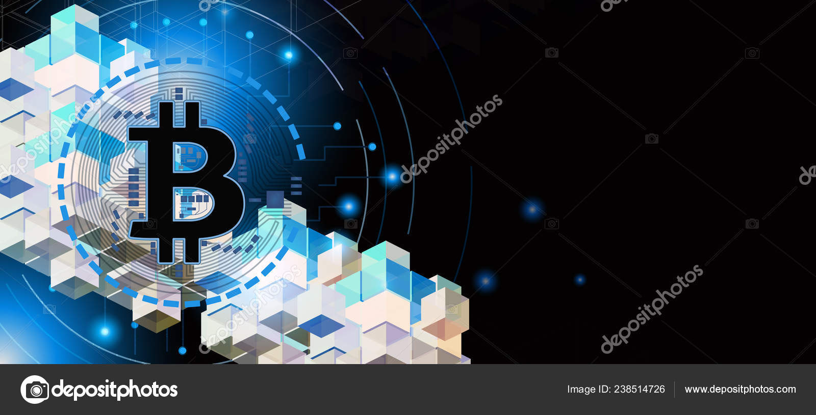 Bitcoin Blockchain Technology Concept Black Template Background Space ...