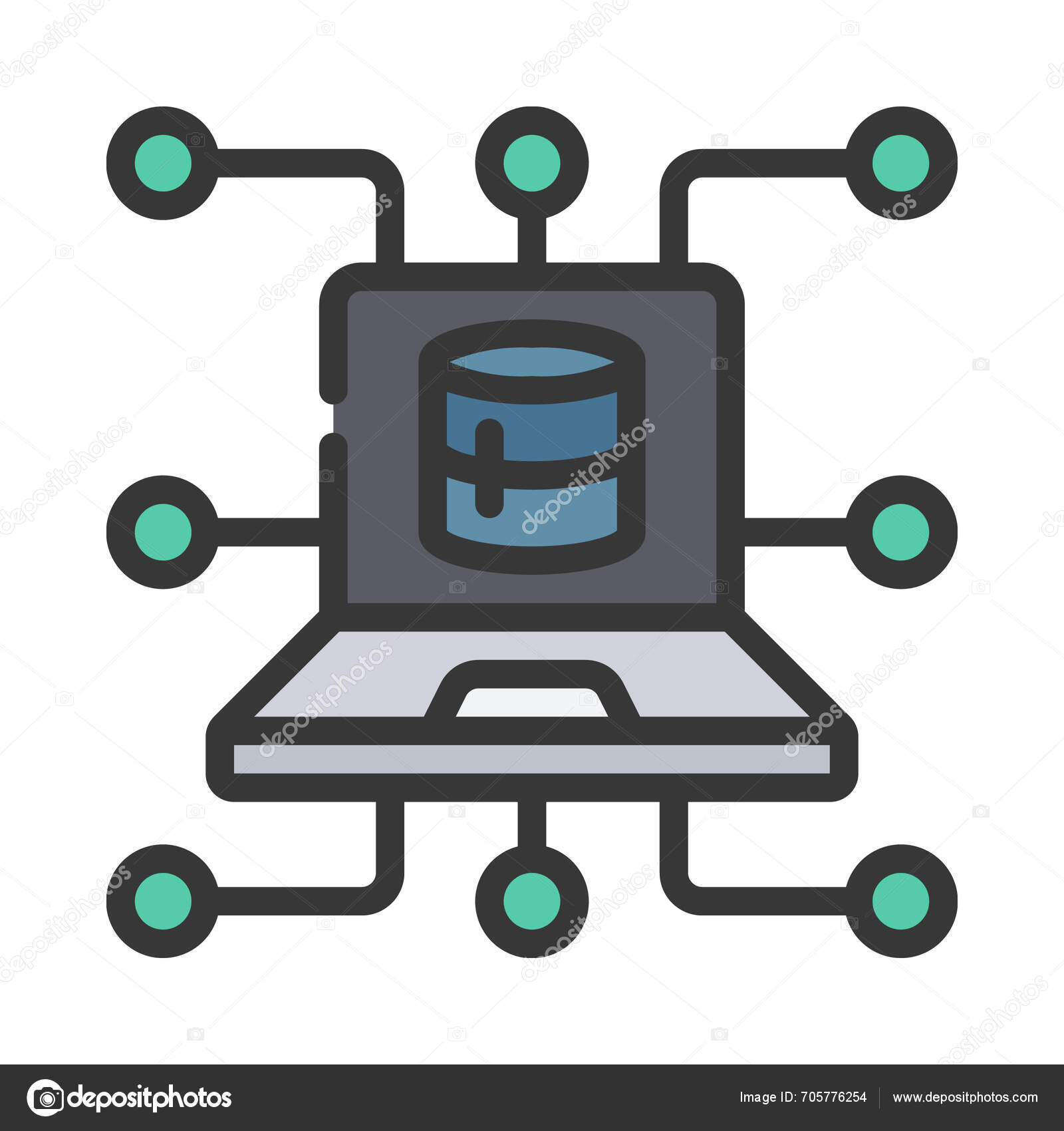 Laptop Network Icon White Background Stock Vector by ©JuicyStudios ...