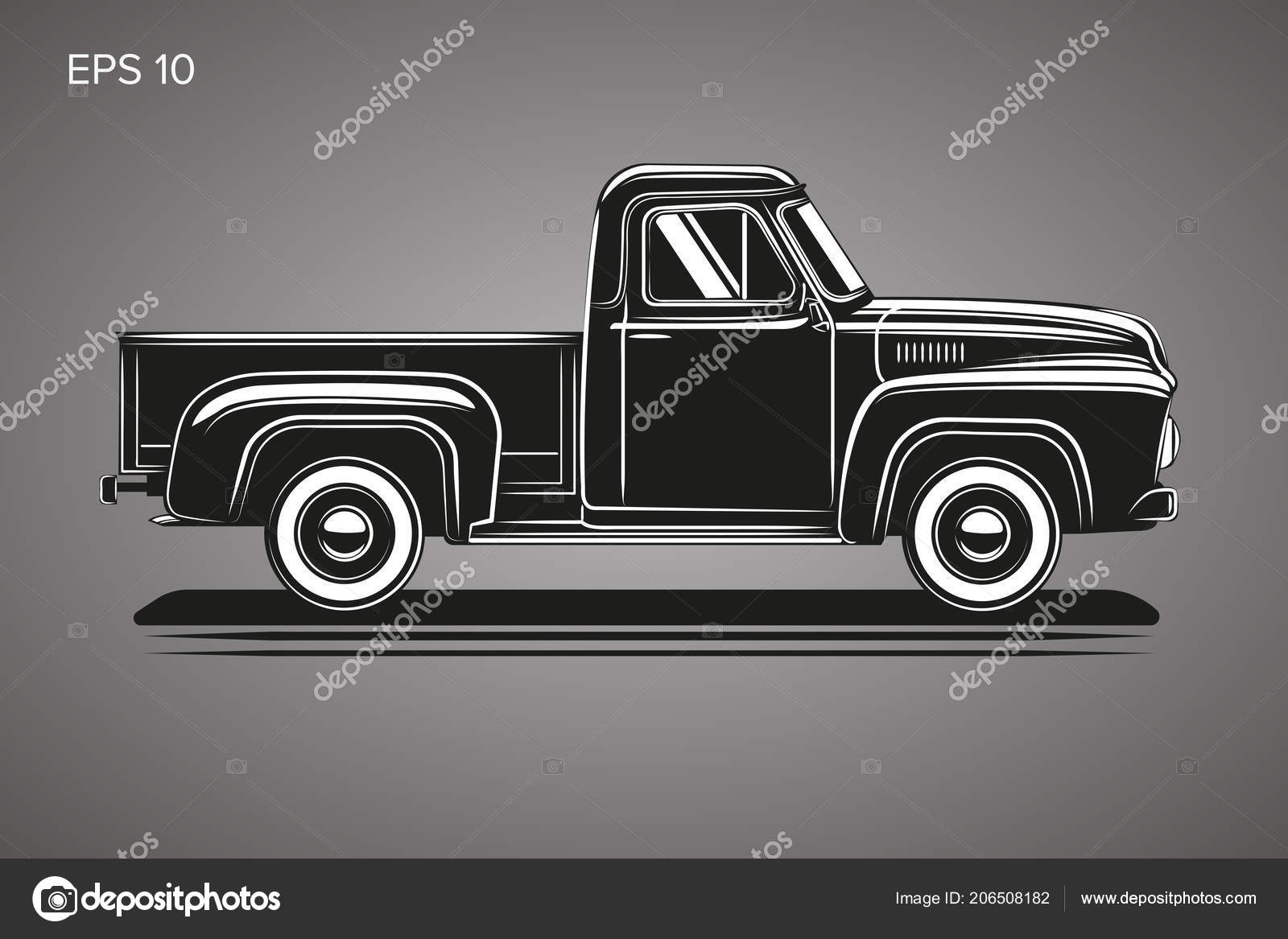 Old retro pickup truck vector illustration. Vintage transport vehicle ...
