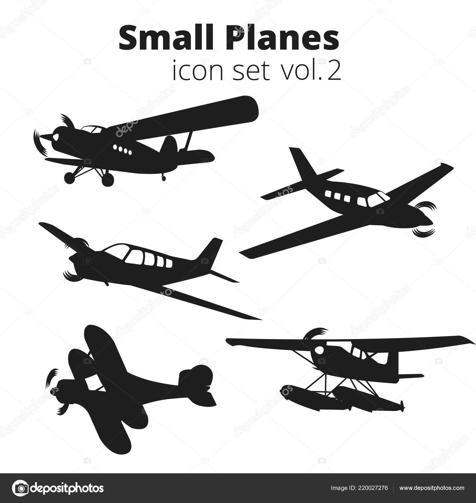 Small planes vector illustration set. Single engine propelled passenger ...