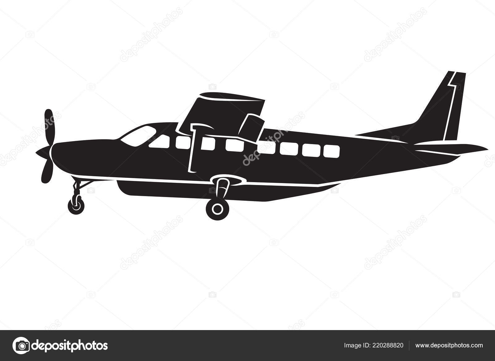 Small plane vector illustration. Big single engine propelled passenger ...