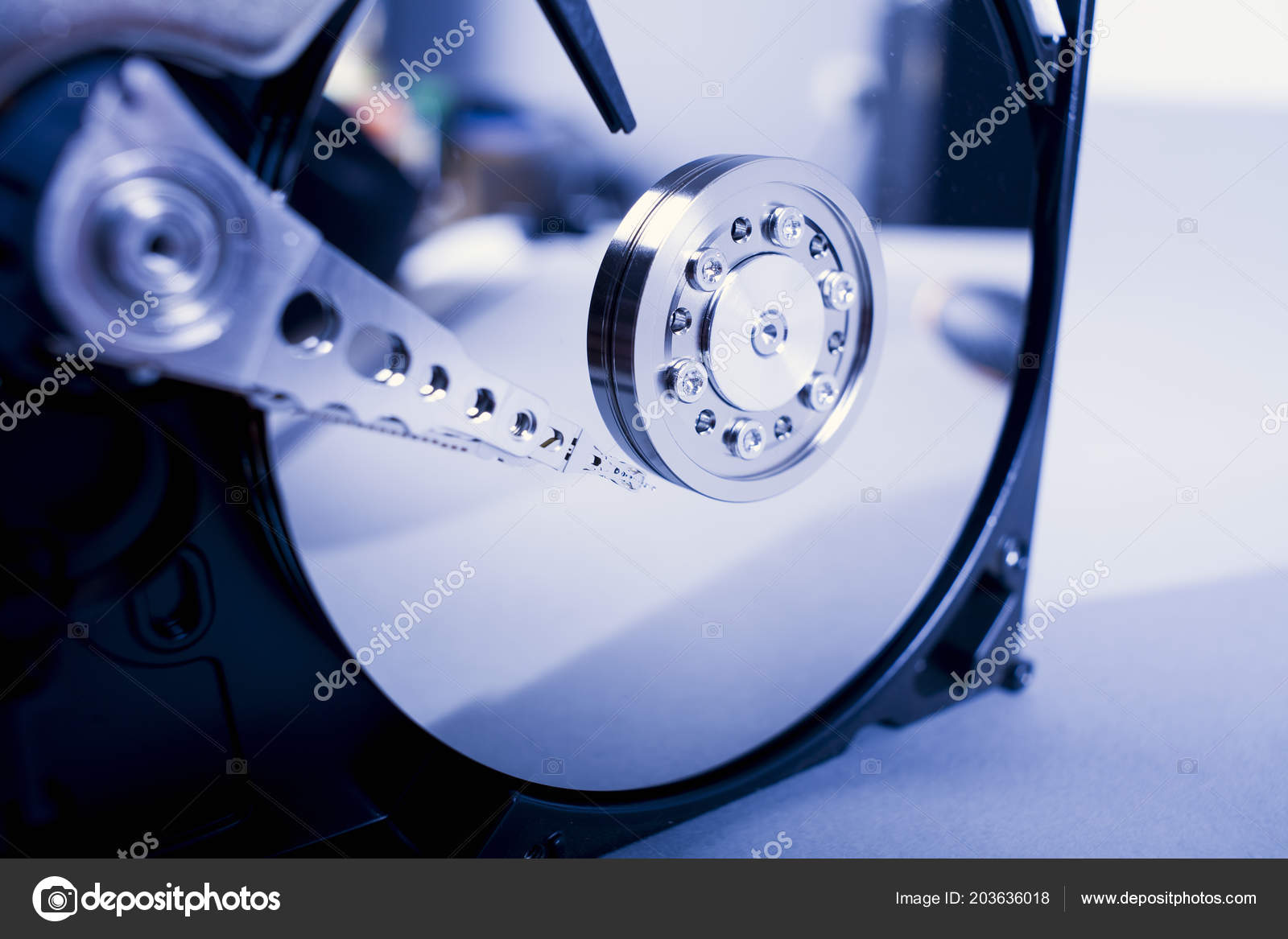 Hard Disk Drive Platter Open Hdd Hard Disk Data Recovery — Stock Photo ...