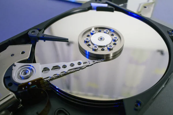 Hard Disk Drive Platter Open Hdd Hard Disk Data Recovery — Stock Photo ...