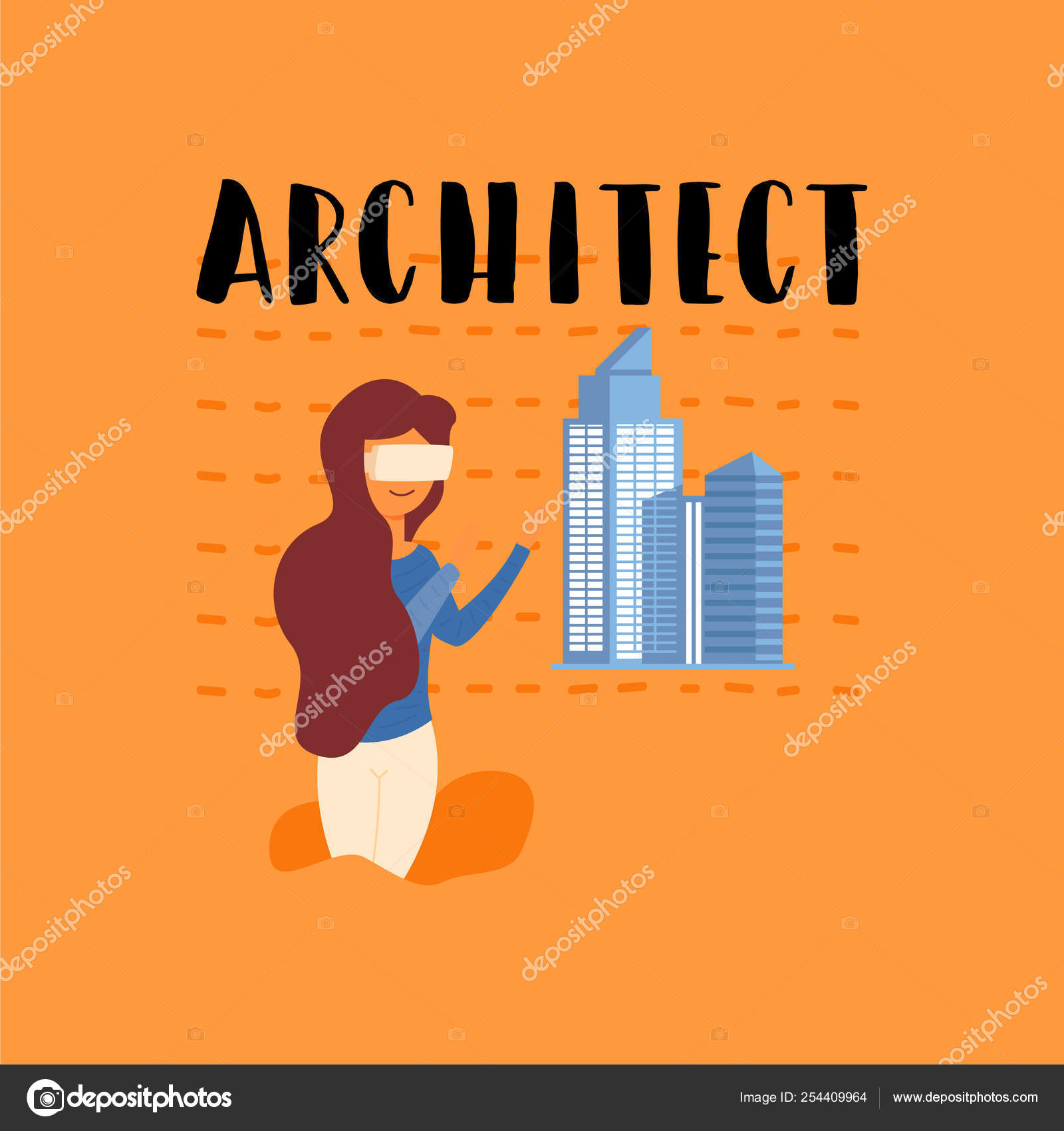 Woman on an architecture course. — Free Stock Vector © symkin #254409964