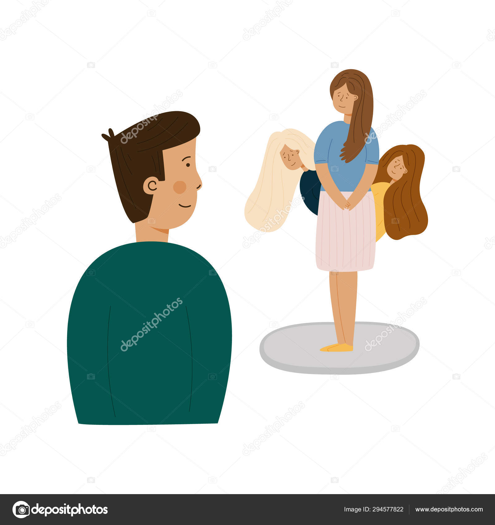 Image boy look darling, her friends cartooon flat — Free Stock Vector ...