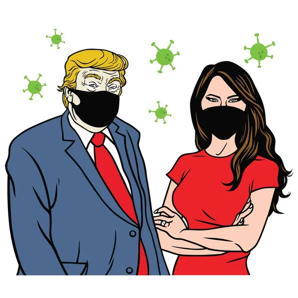 Donald Trump Wearing Mask Corona Virus Covid Face Cartoon Vector Stock ...