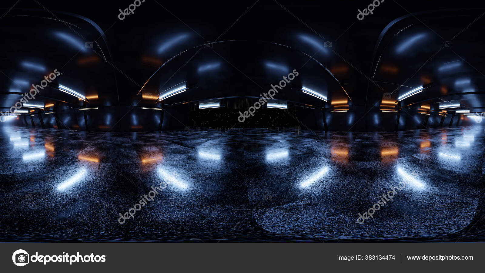 360 full equirectangular panorama black futuristic mirror architecture ...