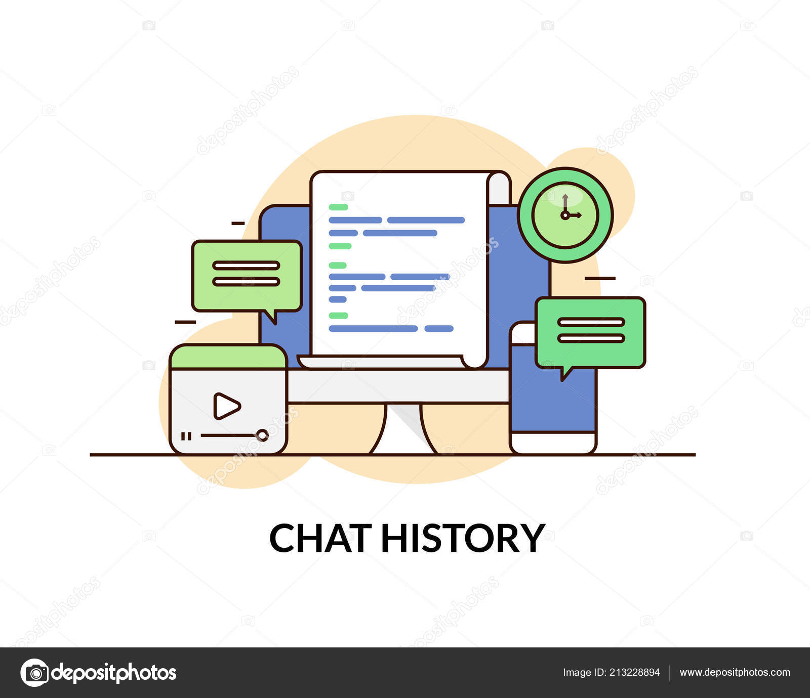 Flat Line Illustration Chat History Online Chat Data Messenger ...