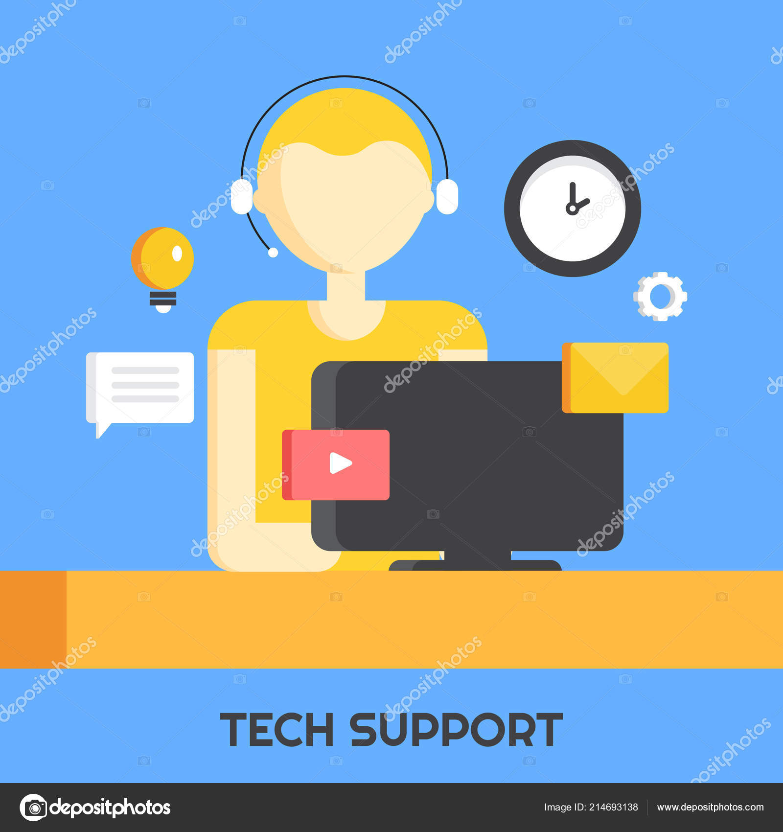 Tech Support Colorful Banner Stock Vector Image by ©Sammby #214693138