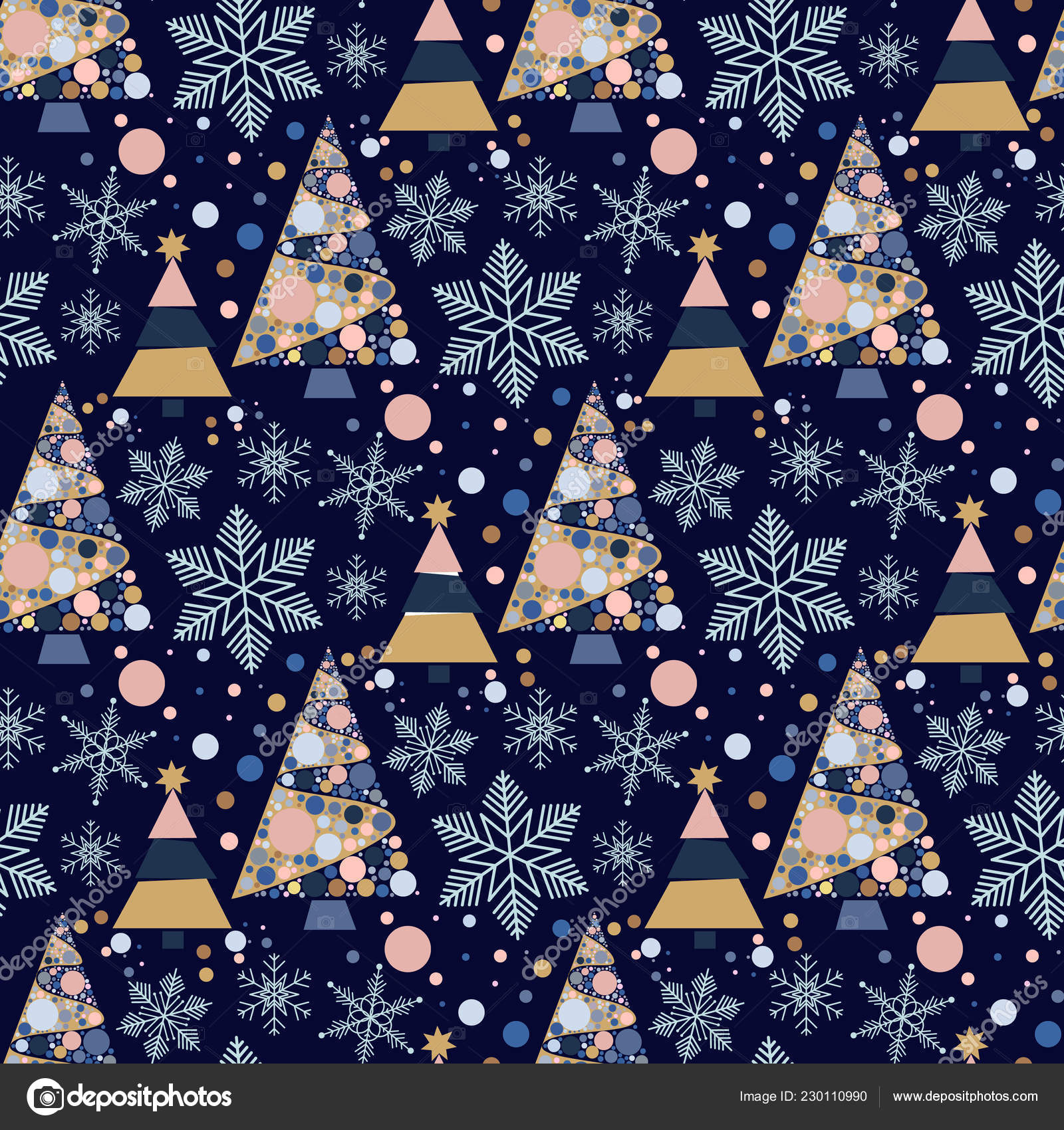 Christmas pattern snowflake winter holiday vector illustration fir tree ...