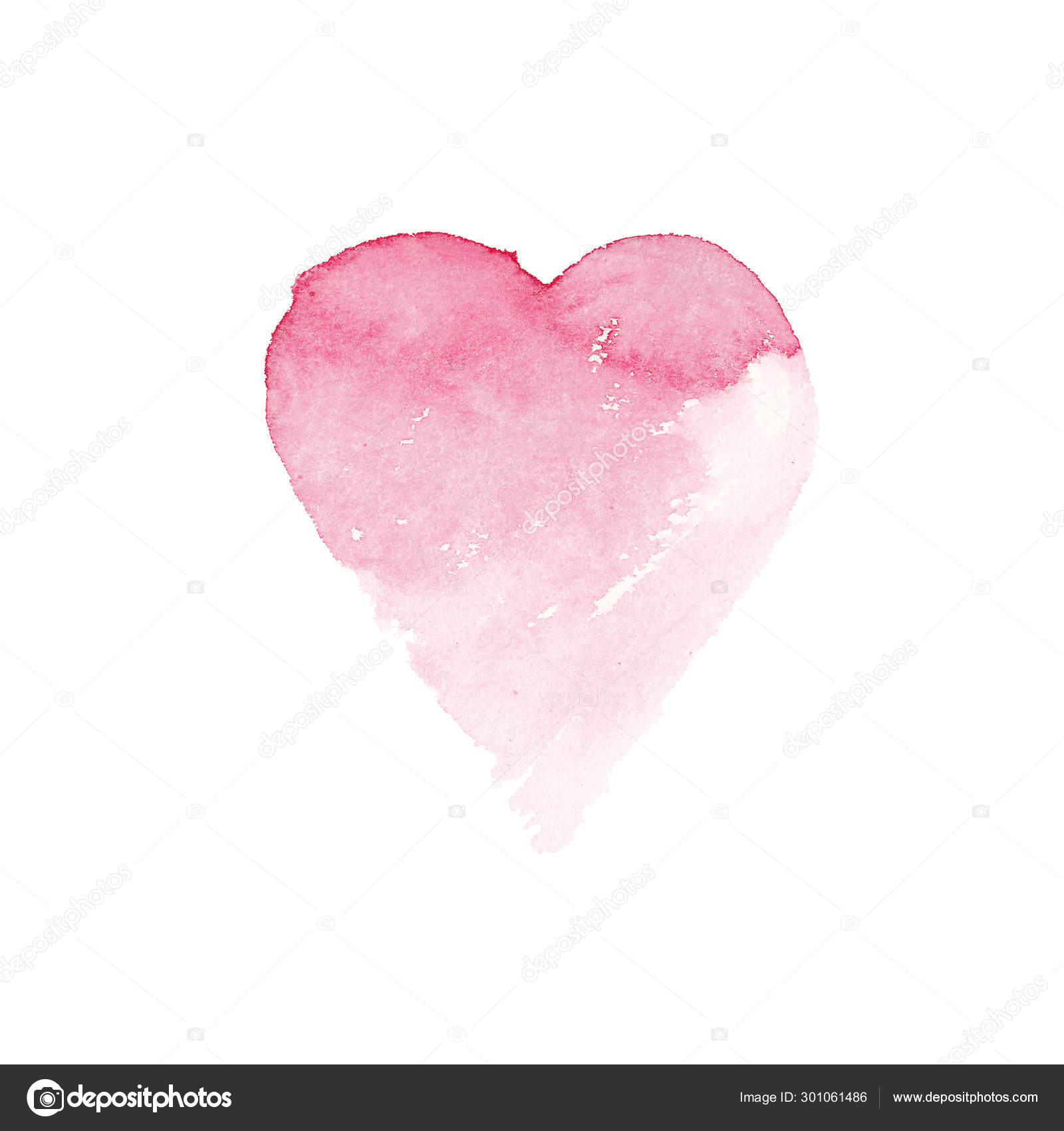 Watercolor painted pink heart, hand painted element for your design ...