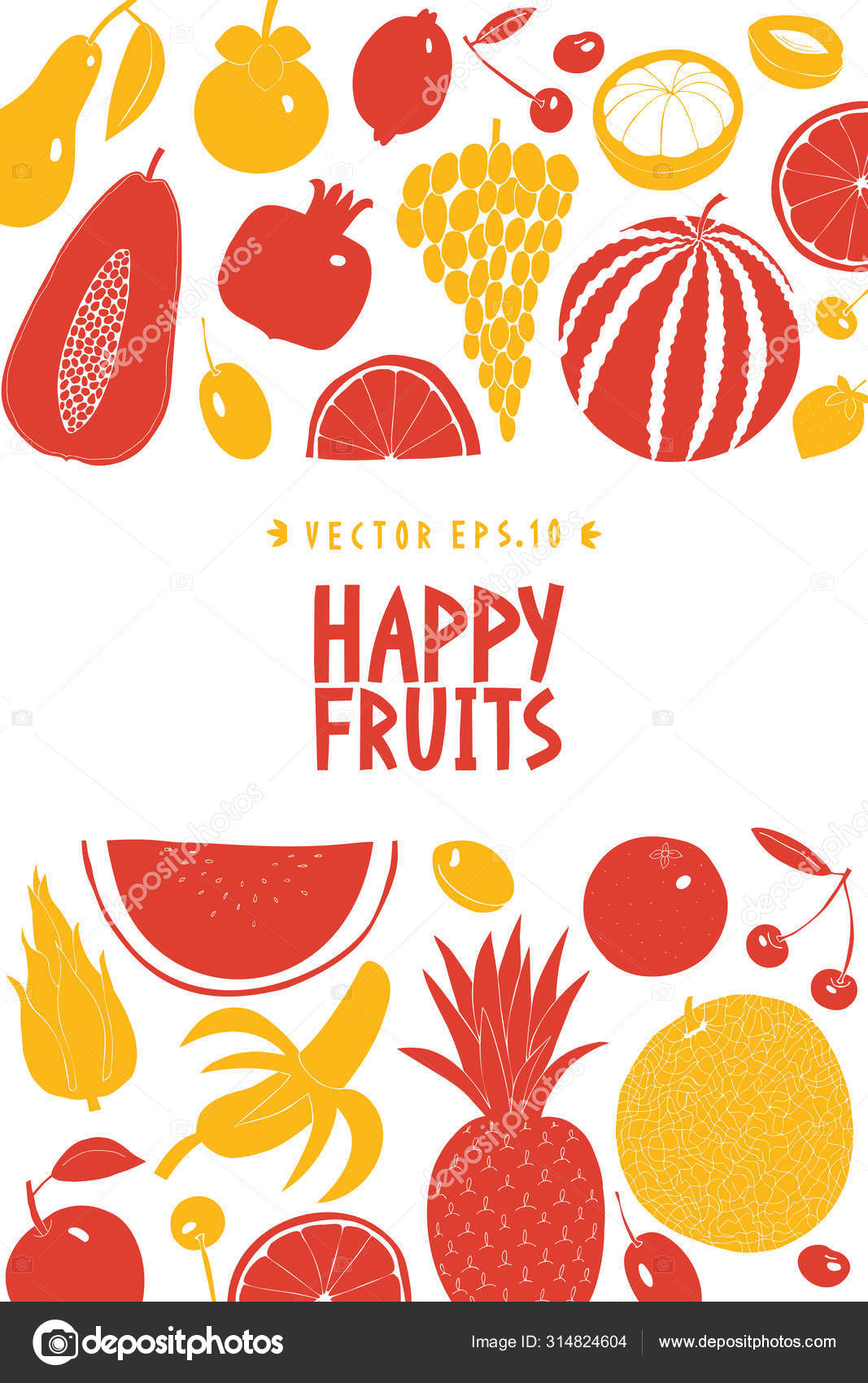 Scandinavian hand drawn fruit design template. Monochrome graphi ...