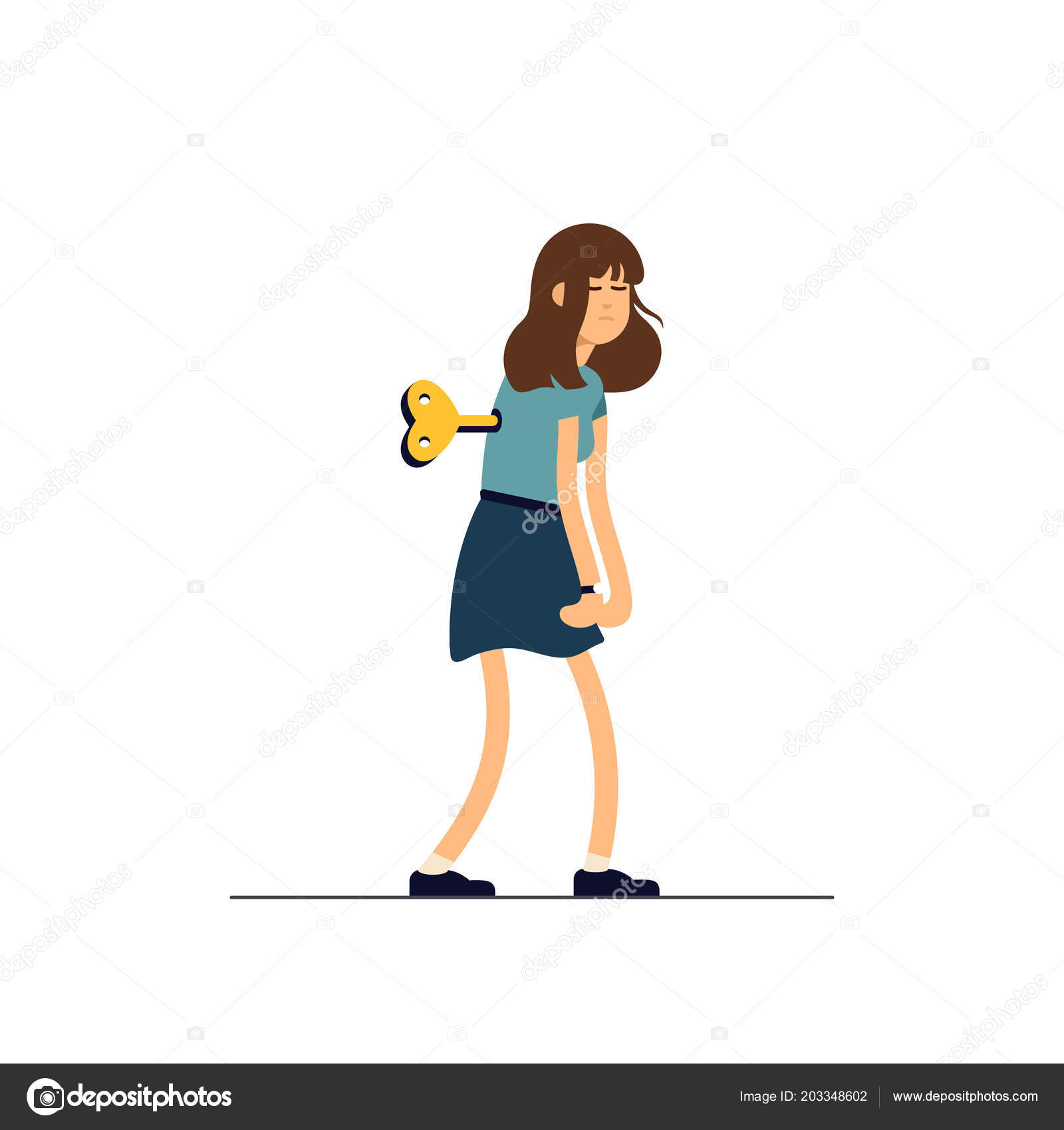 Vector illustration young tired woman, sleepy mood, weak health, mental ...