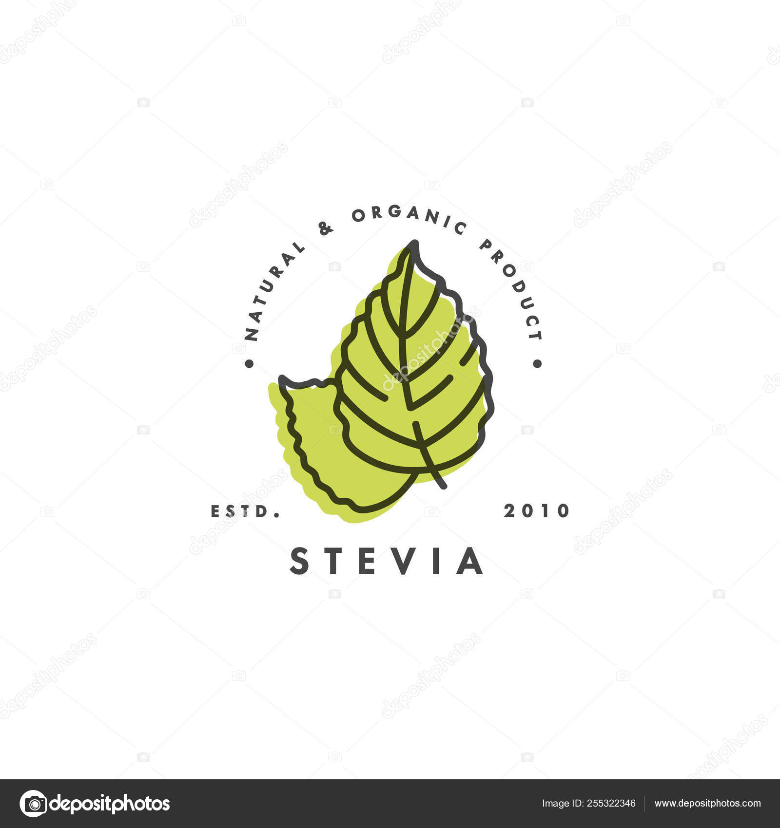 Vektör Lineer stevia etiketleri, logo, rozetleri ve simgeler. Doğal ...