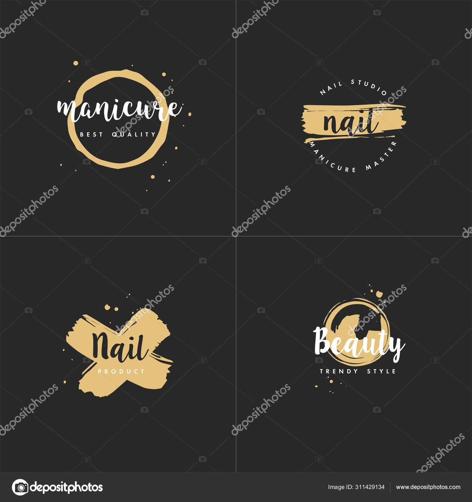 Vector set emblems, badges or logos design templates for nail studio ...
