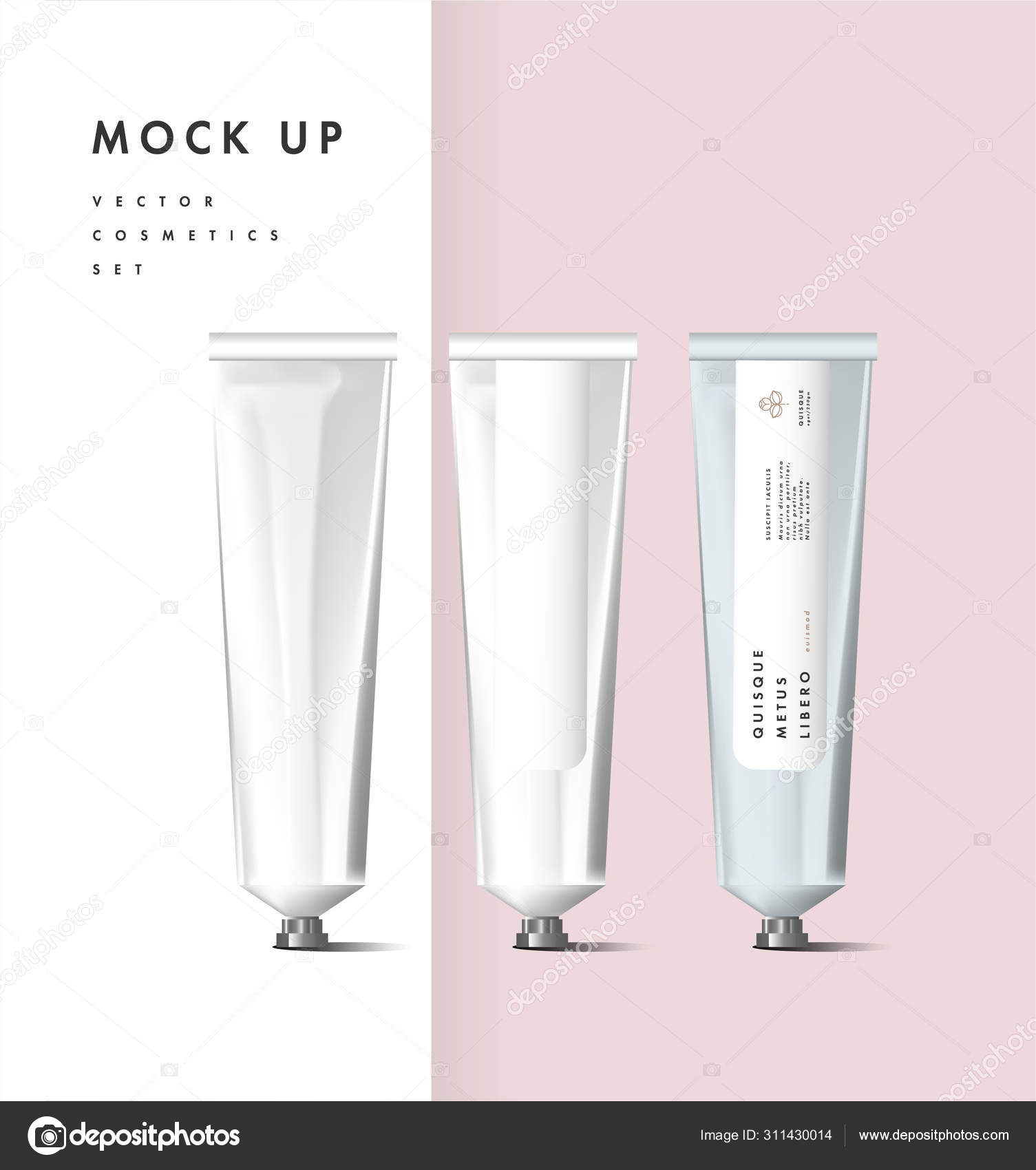 Blank realistic silver tube for cosmetics, cream, ointment, toothpaste ...