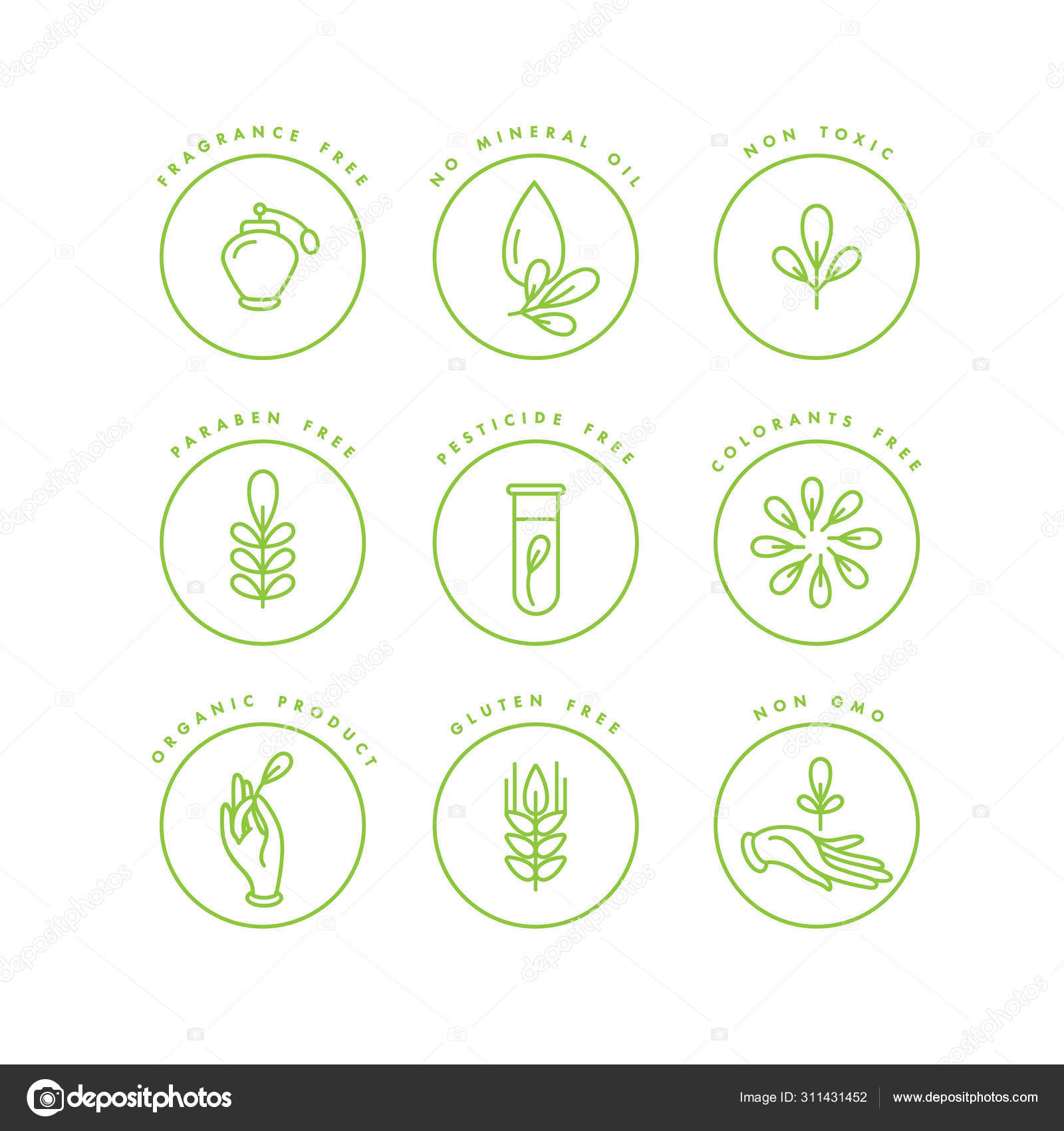 Vector set of logos, badges and icons for natural and organic products ...