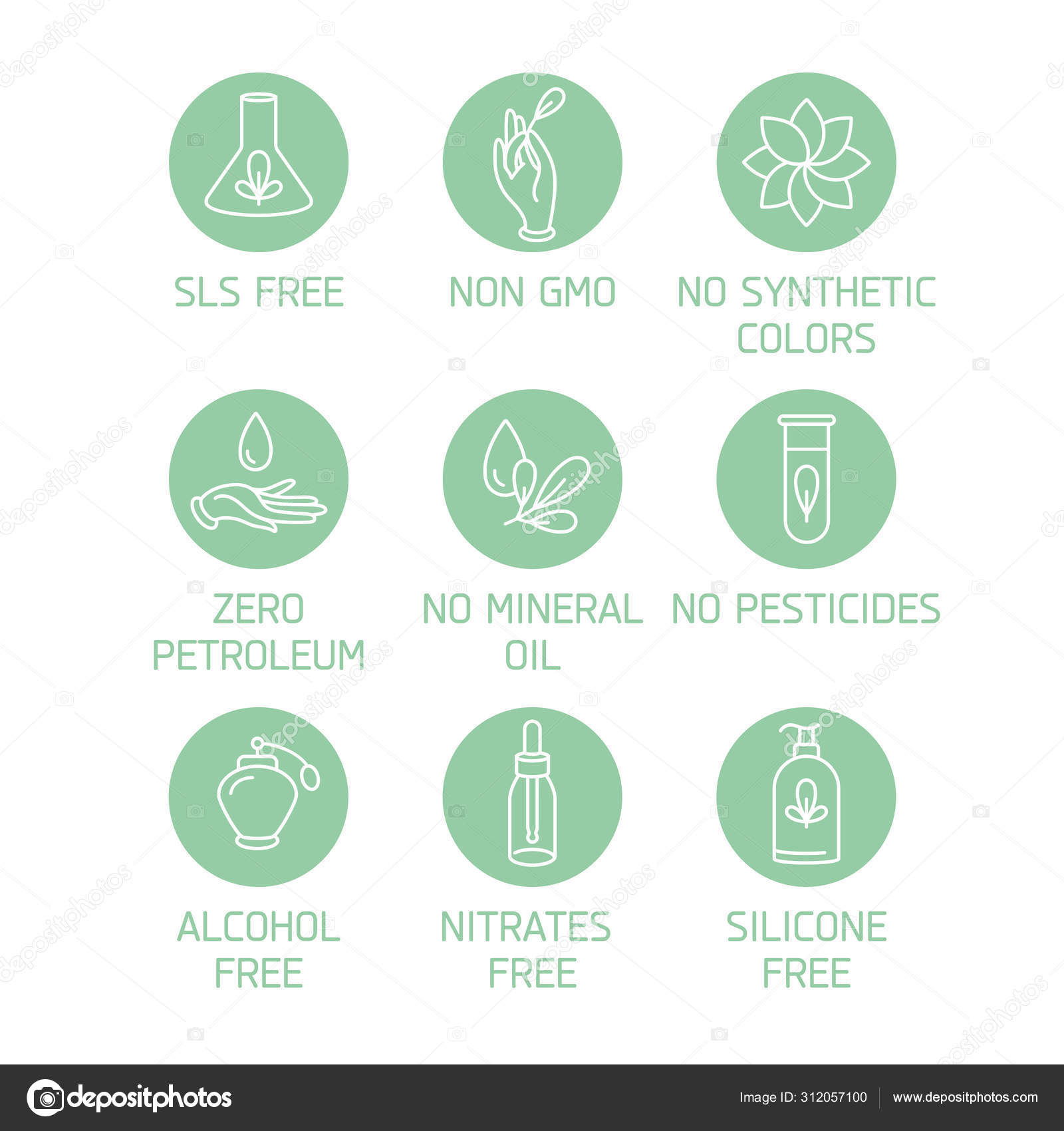 Vector set of logos, badges and icons for natural and organic products ...
