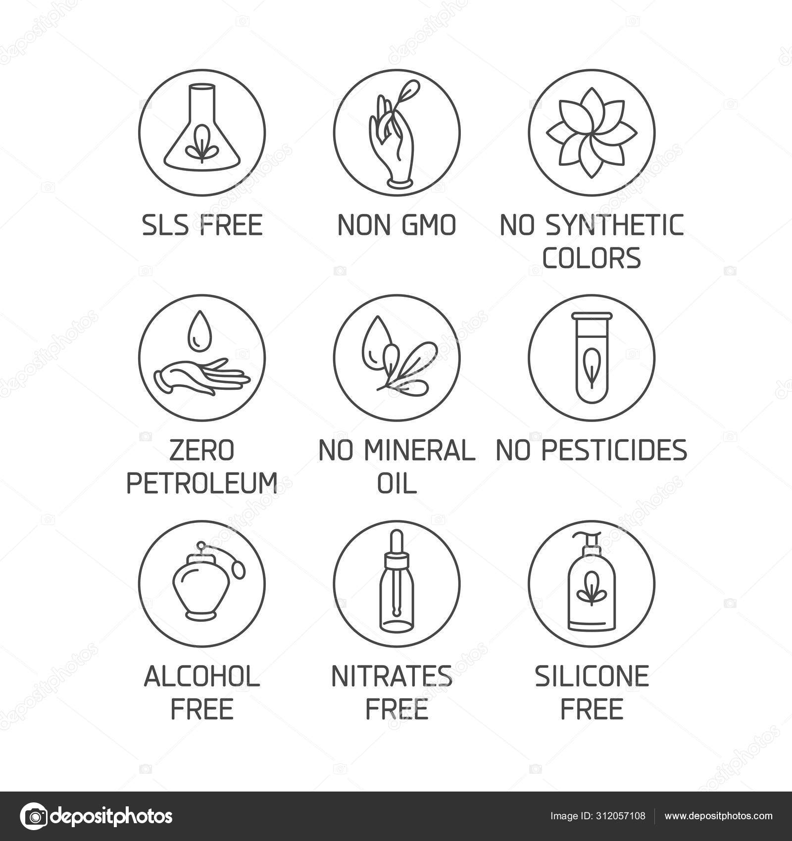 Vector set of logos, badges and icons for natural and organic products ...