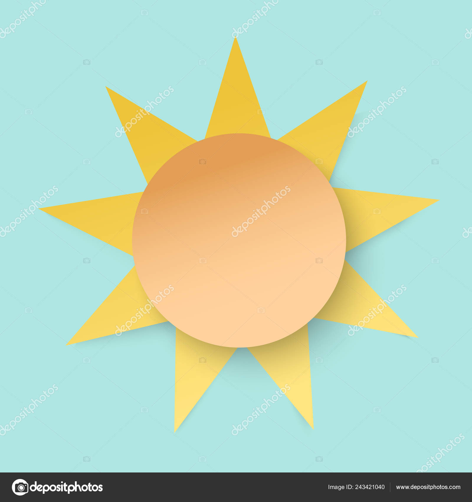 White paper cut sun. 3d paper art style. Weather illustration Stock ...