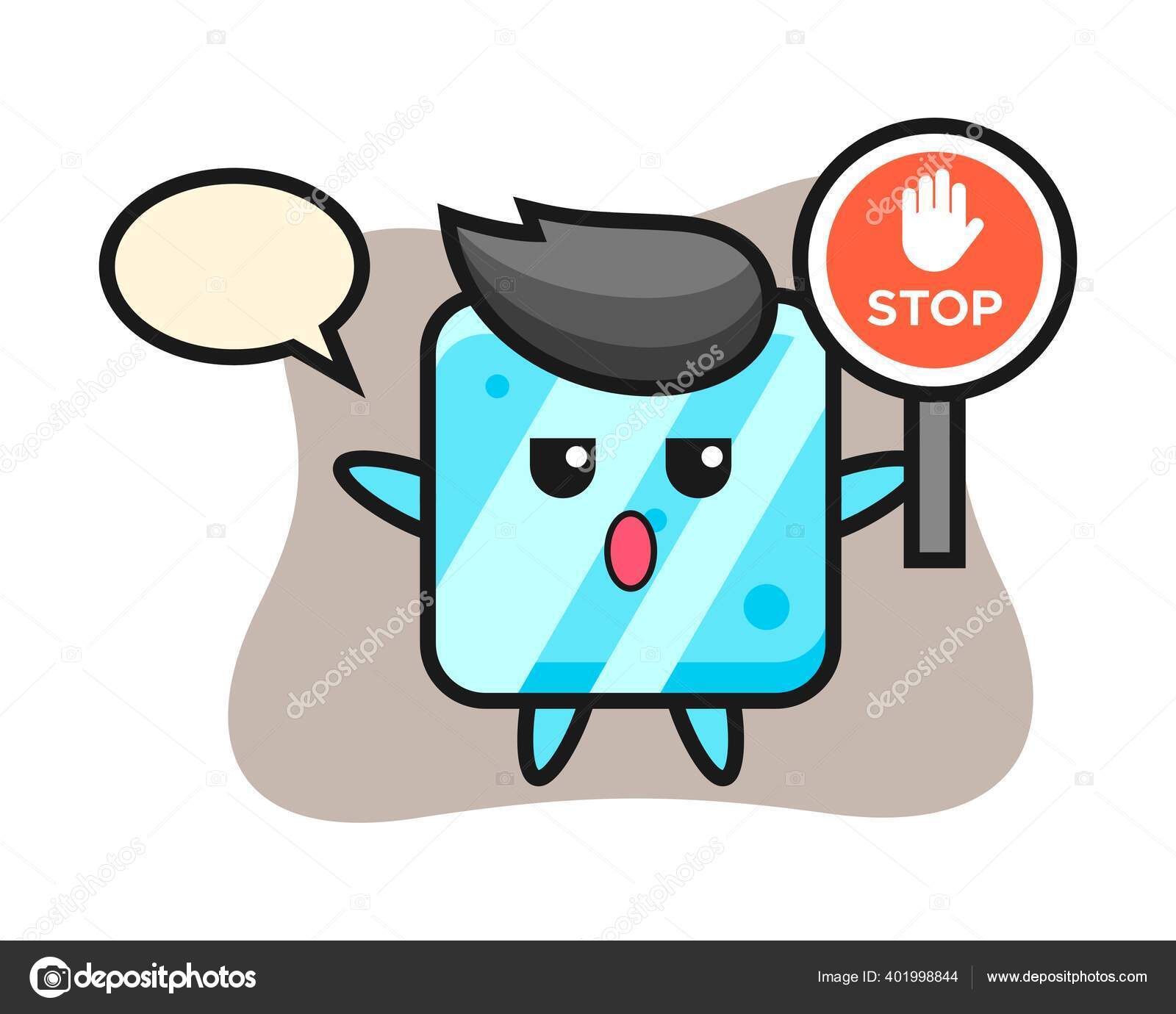 Ice Cube Character Illustration Holding Stop Sign Stock Vector Image by ...