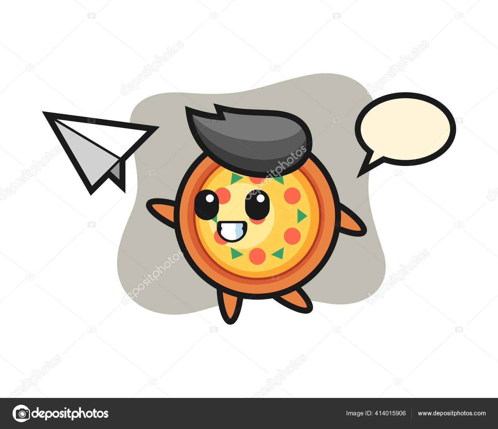 Pizza Cartoon Character Throwing Paper Airplane Stock Vector by ...