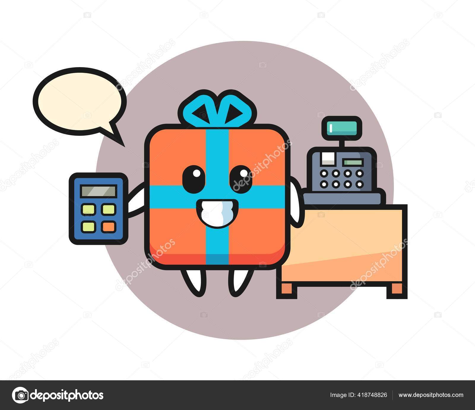 Illustration Gift Box Character Cashier Stock Vector by ©heriyusuf.rap ...