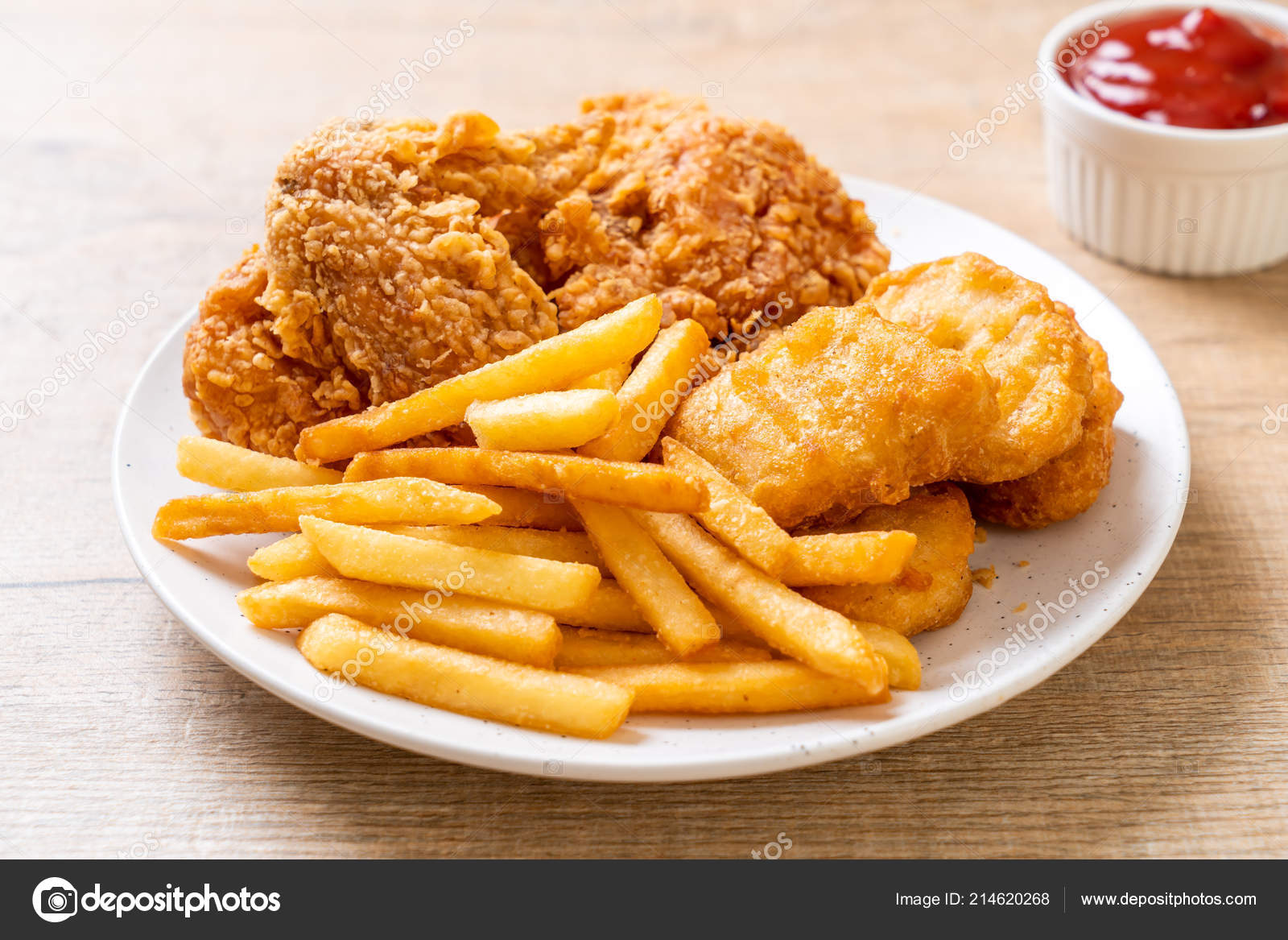 Fried Chicken French Fries Nuggets Meal Junk Food Unhealthy Food Stock ... Fried Chicken French Fries Nuggets Meal Junk Food Unhealthy Food Stock ...