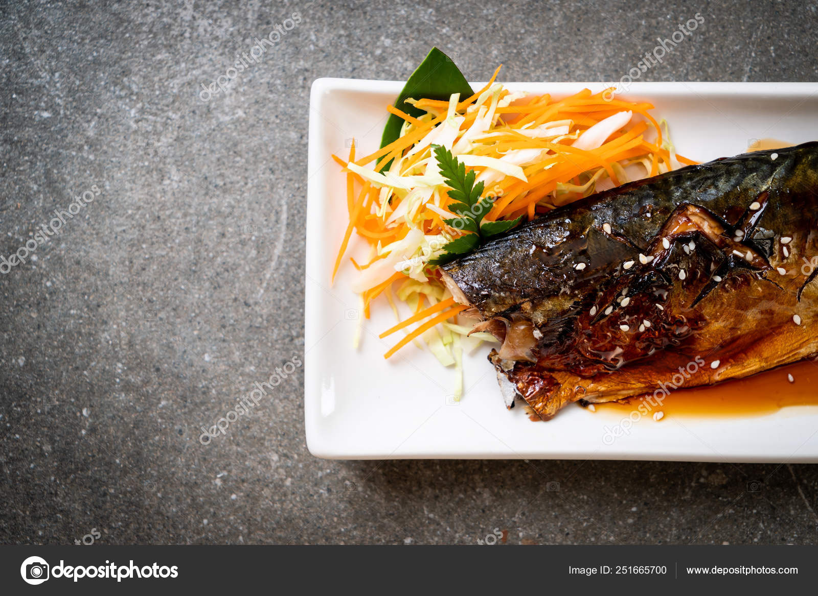 Grilled Saba fish steak with teriyaki sauce Stock Photo by ©topntp ...