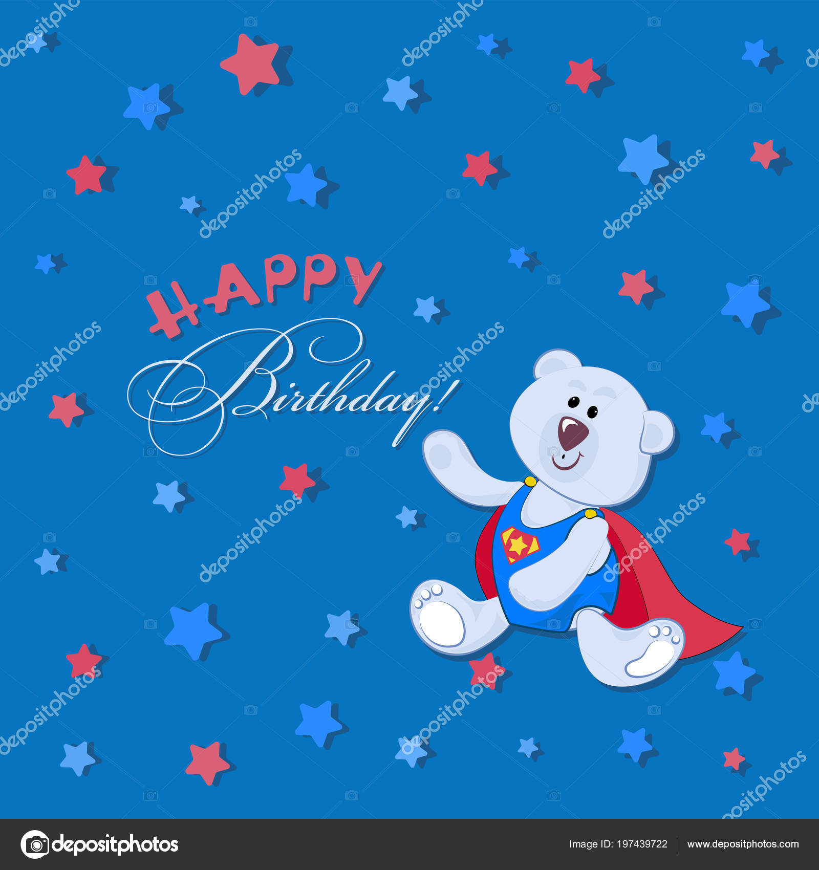 Happy Birthday Polar Bear Cub Design Postcard Poster Greeting ...