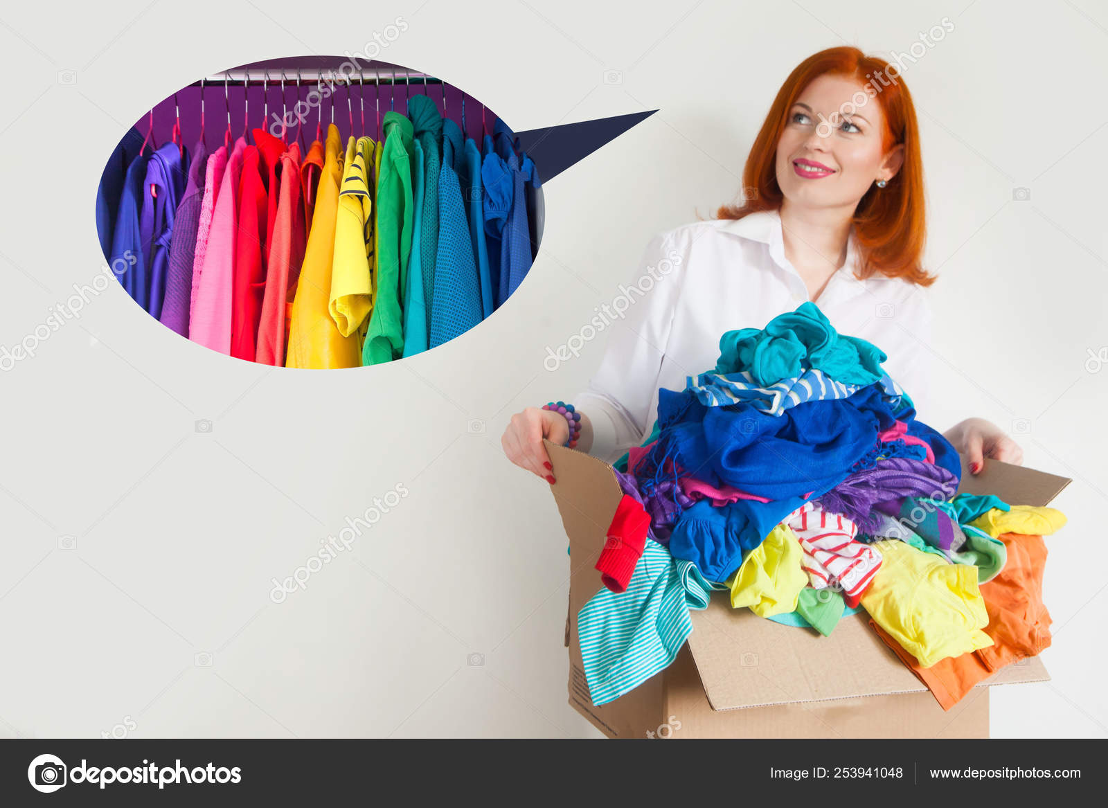 Girl Chooses Extra Things Would Throw Them Away Box Charity Stock Photo ...