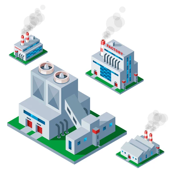 Isometric factory building icon industrial element warehouse ...