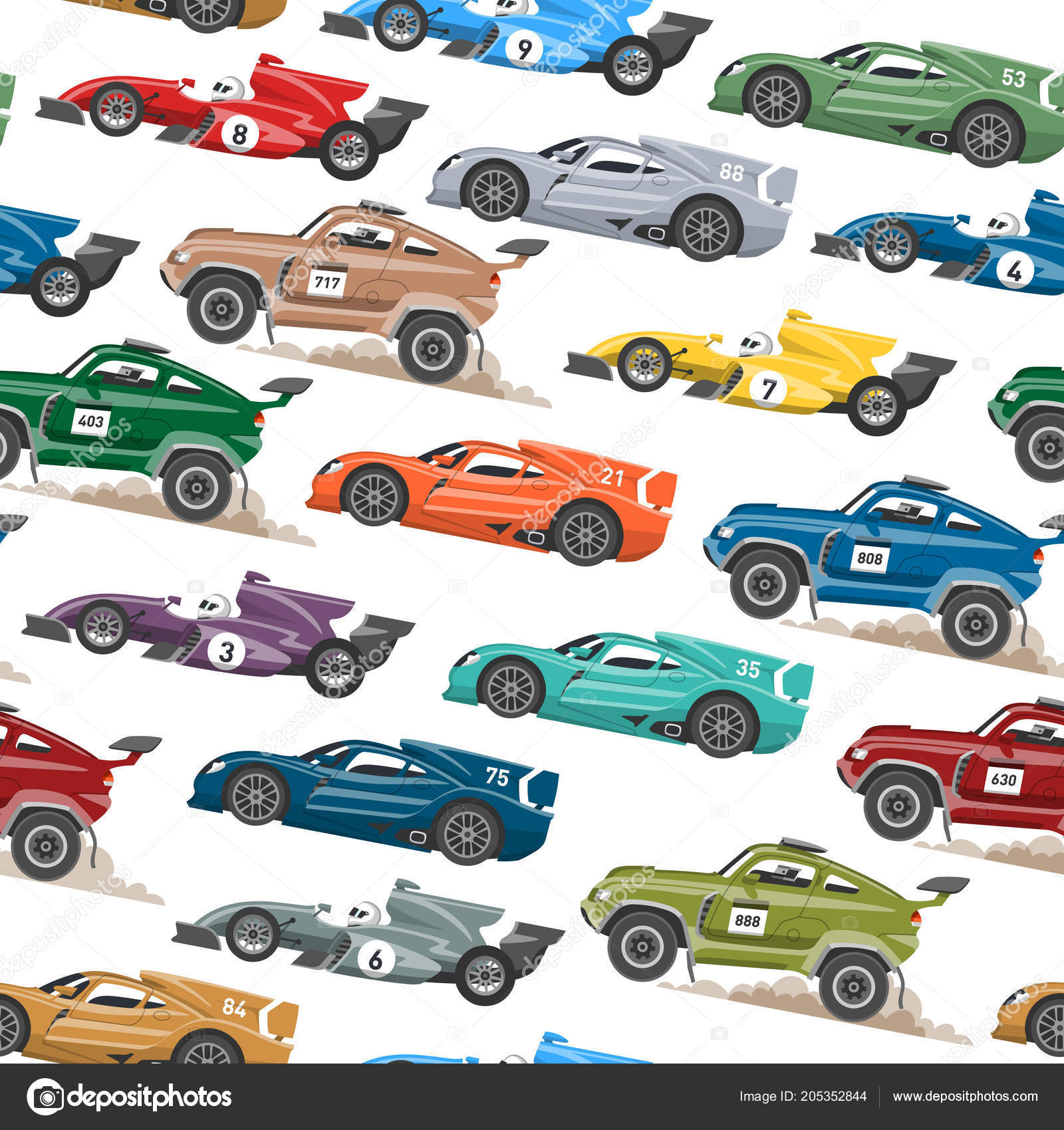 Sport speed automobile and offroad rally car colorful fast motor racing ...