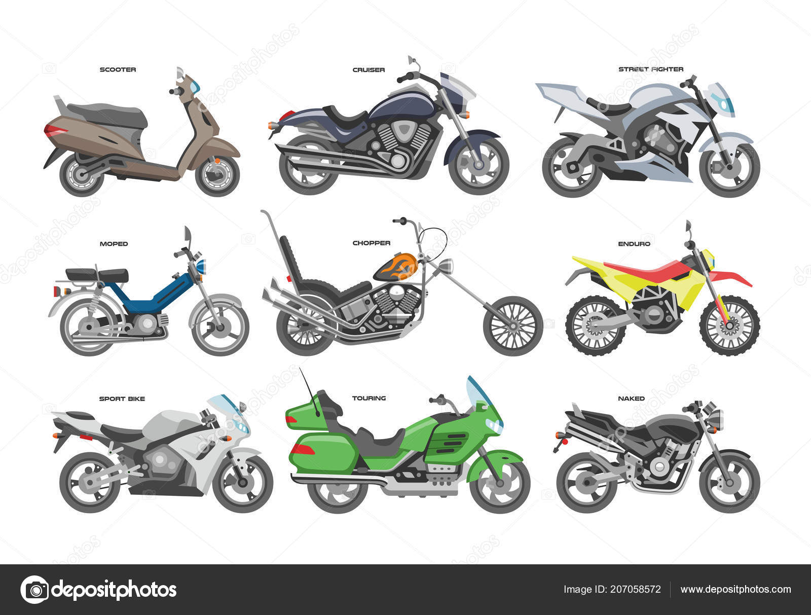 Motorcycle vector motorbike or chopper and motoring cycle ride ...