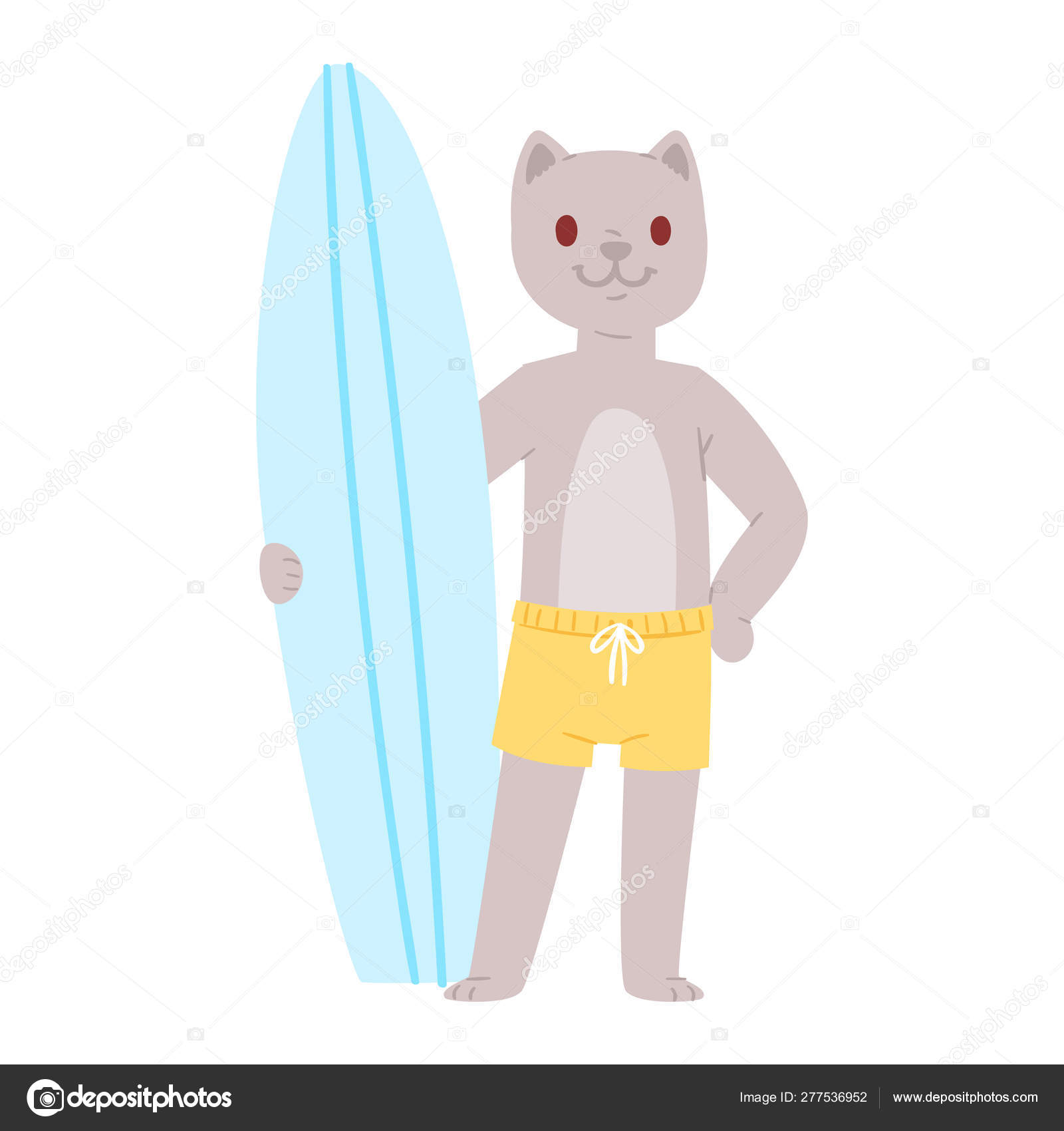 Surf vector cat animal surfer character surfing on surfboard ...