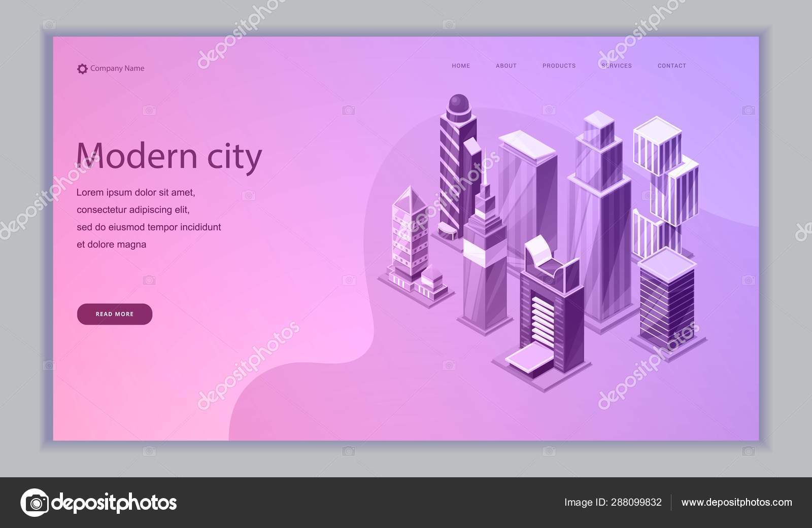 Smart city isometric vector web template. Intelligent buildings ...