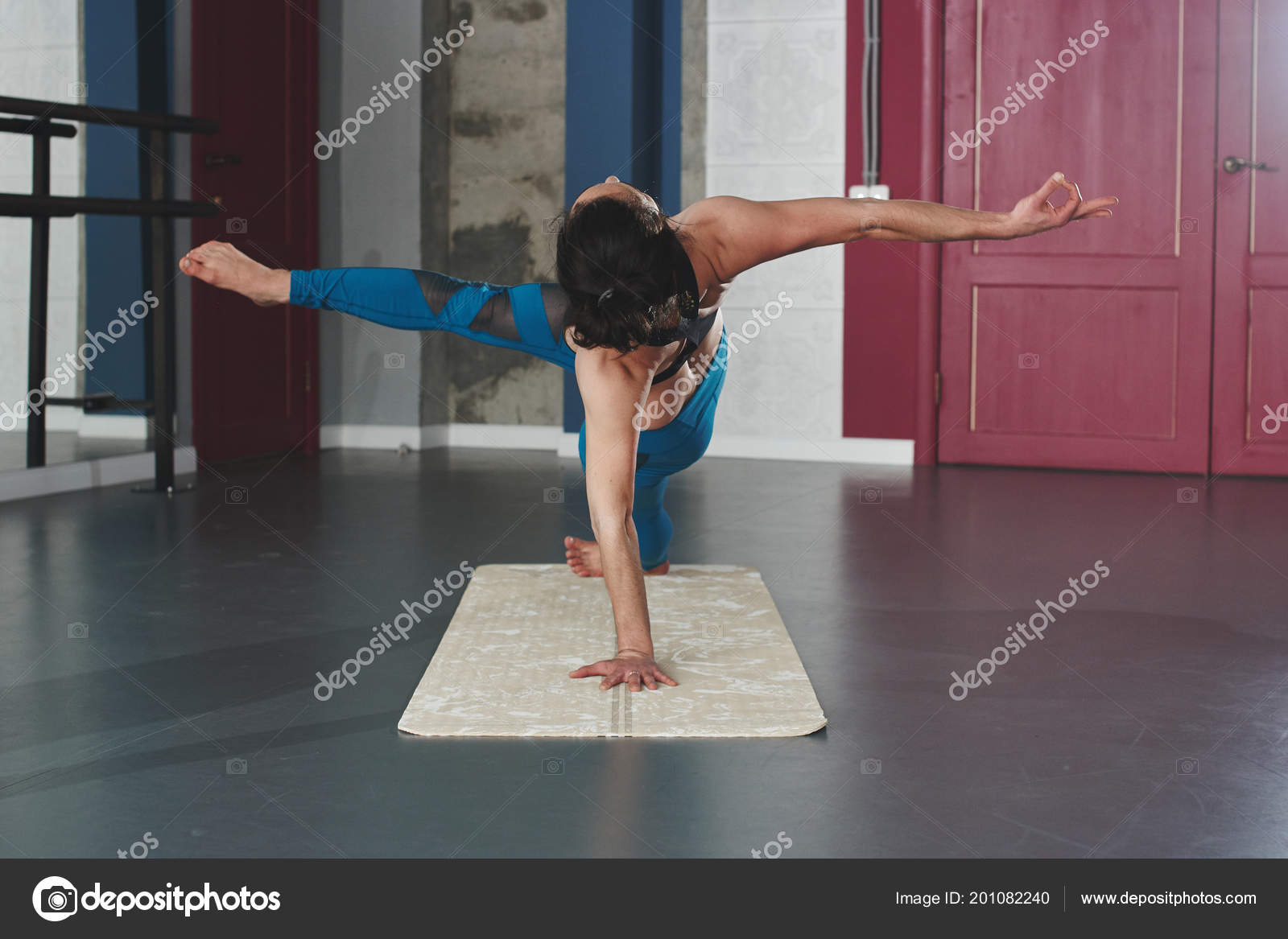 Woman Practicing Side Plank Yoga Pose Gym Vasisthasana Pose — Stock ...