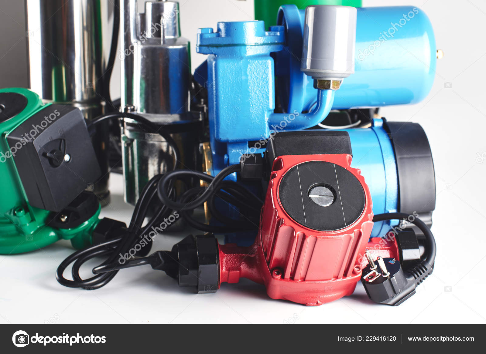 Various Pumping Equipment Heating Water Supply White Background Stock ...