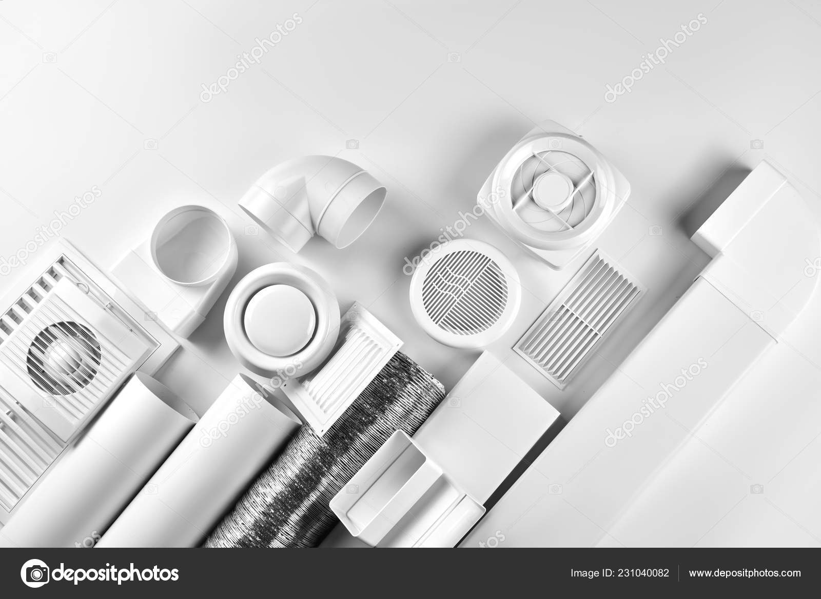 Ventilation System Components White Background Top View Stock Photo by ...