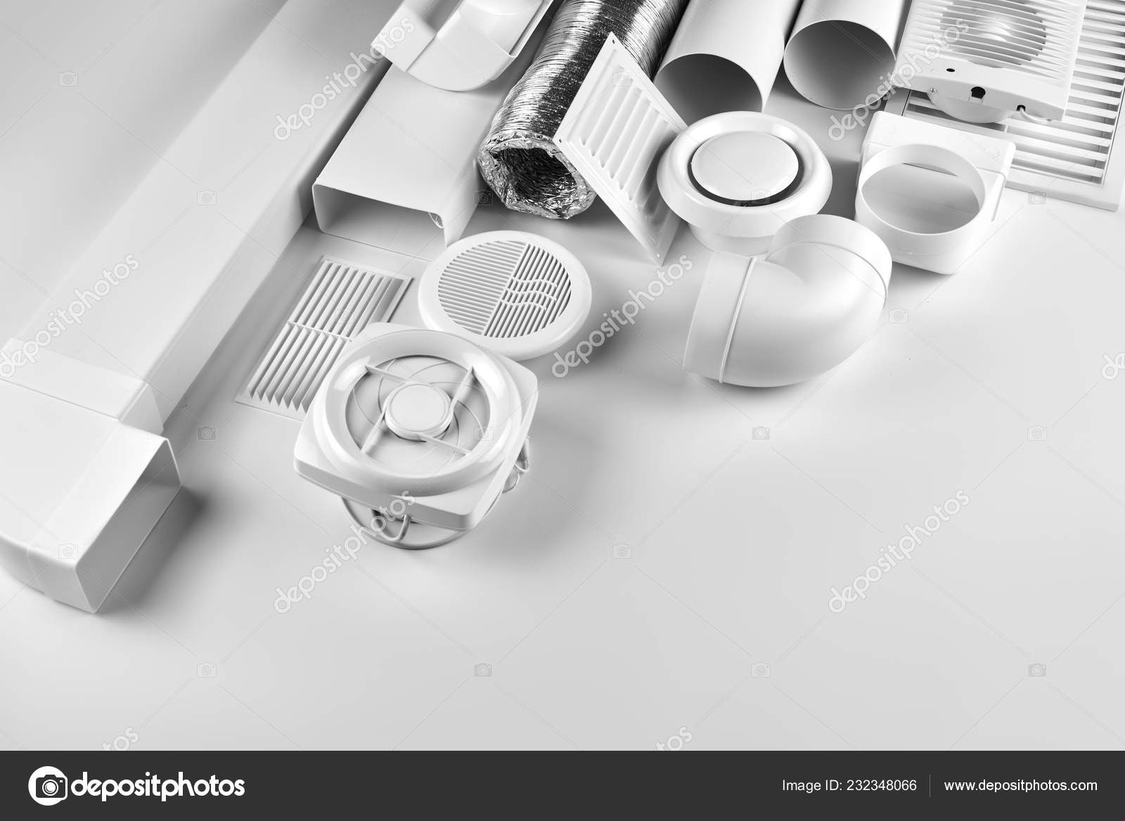 Ventilation System Components White Background Top View Stock Photo by ...