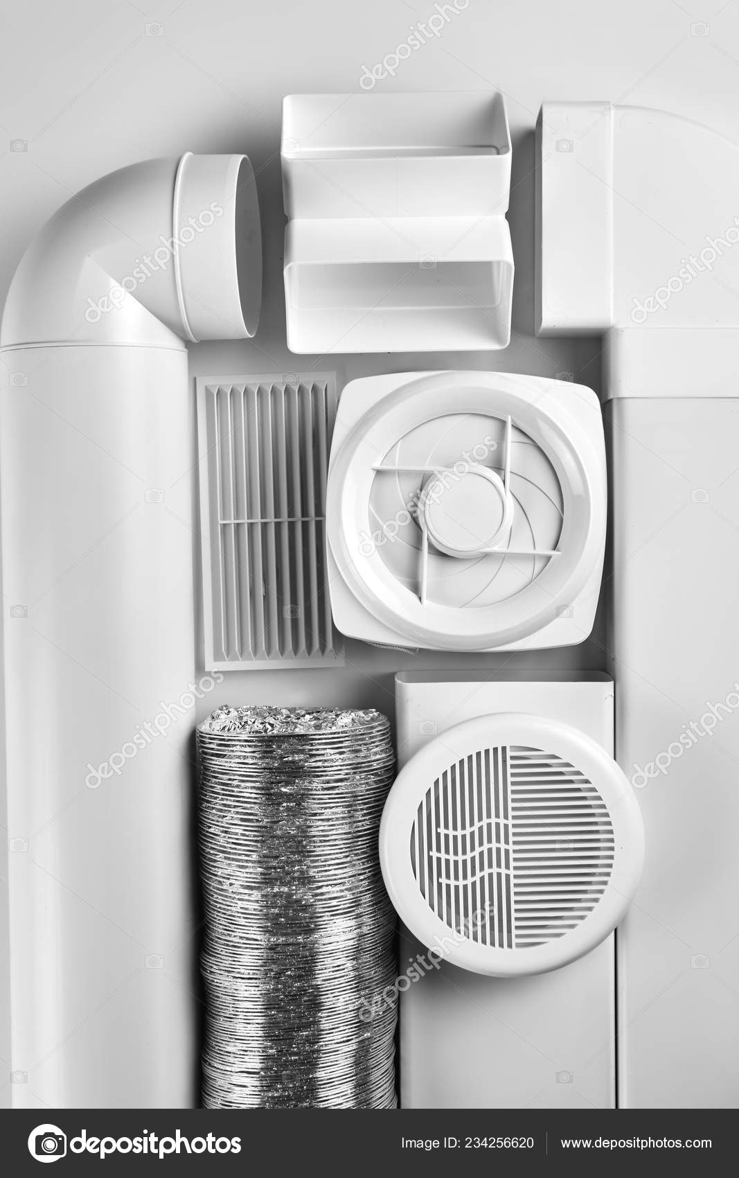 Ventilation System Components White Background Top View Stock Photo by ...