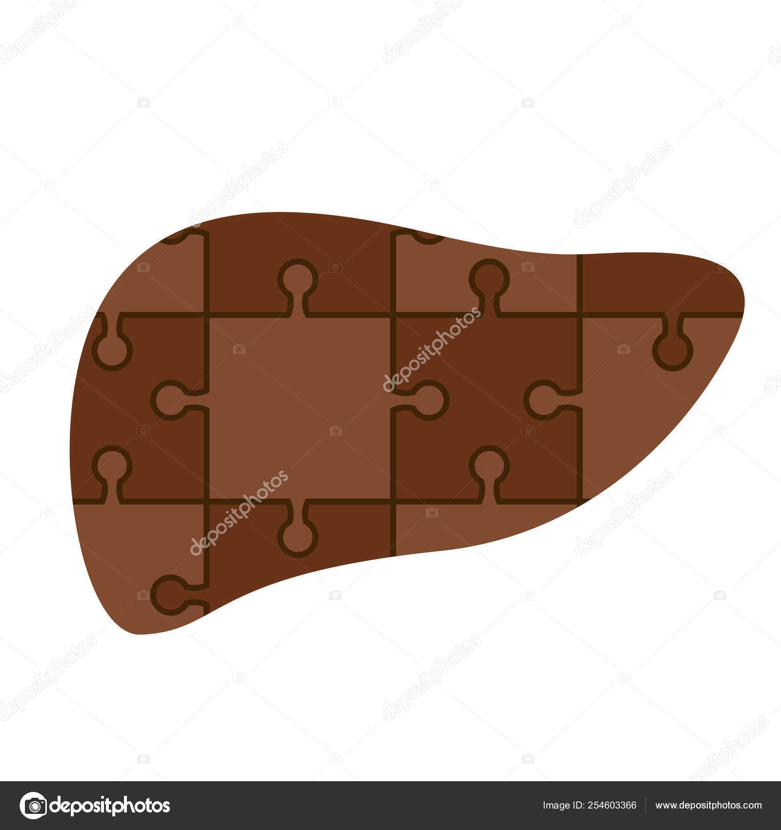 Stylized human liver with puzzle pieces. flat vector illustration icon ...