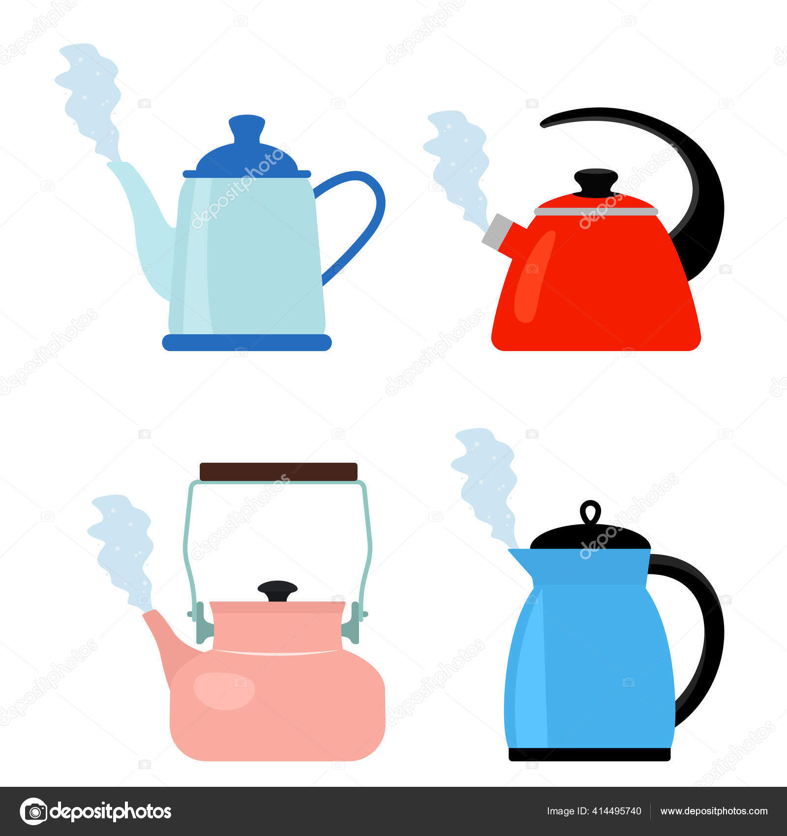 Cartoon Steaming Teapot