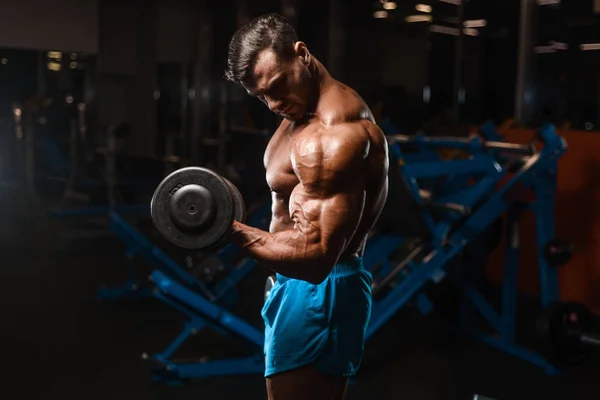 Handsome young fit muscular caucasian man of model appearance workout ...