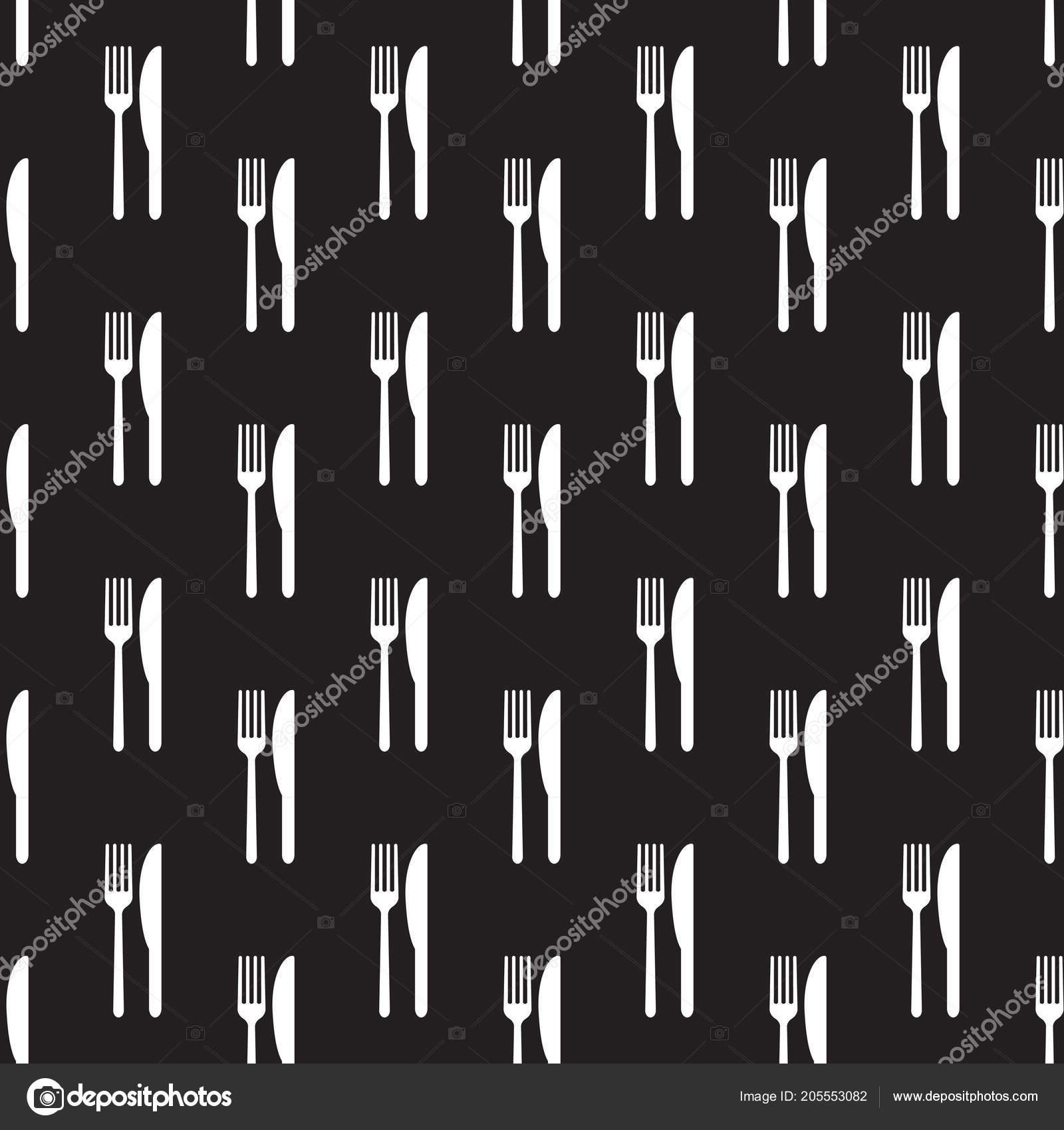 Cutlery Icons Seamless Pattern Background Vector Eps Stock Vector Image ...